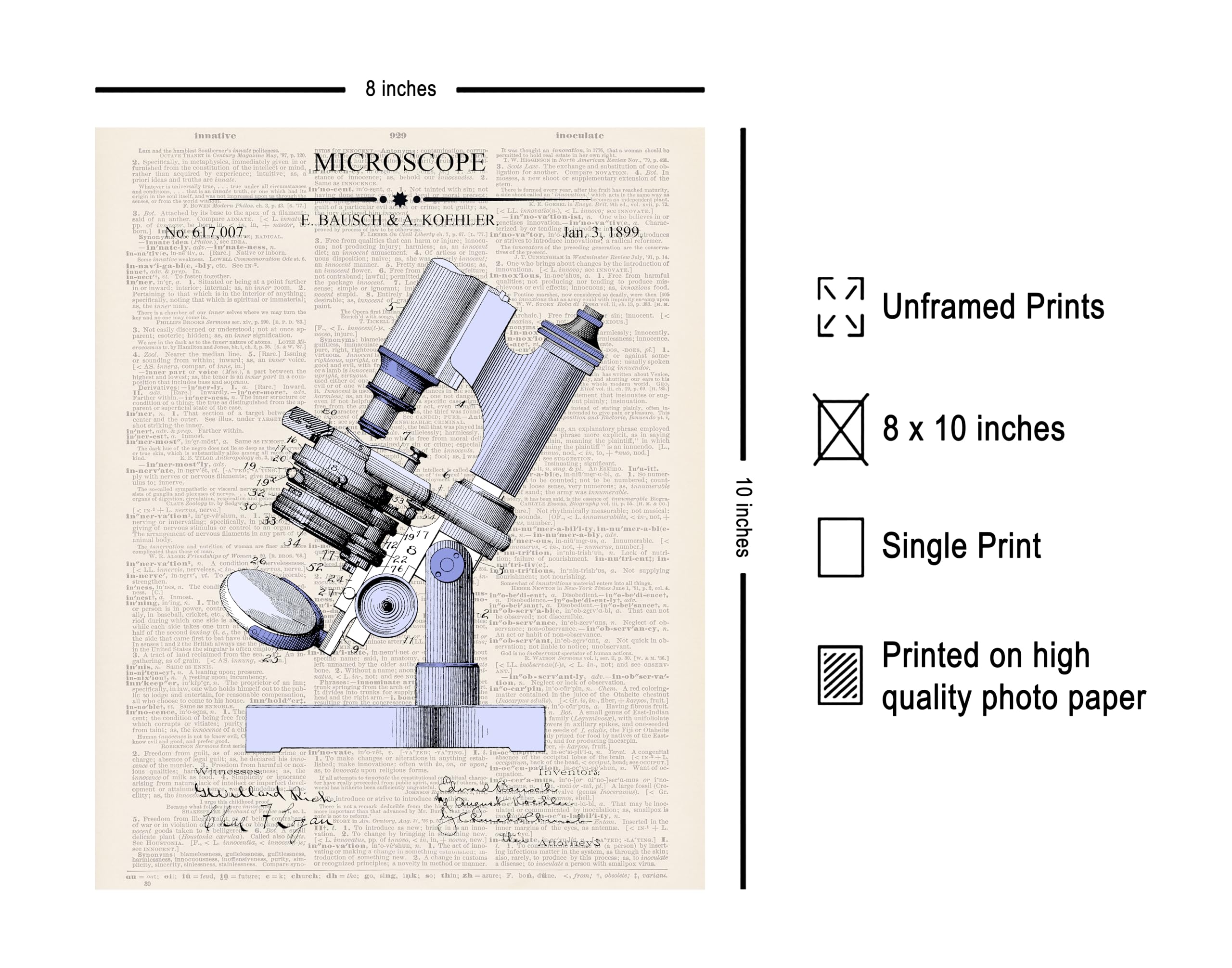 Snapklik.com : Dictionary Art Poster - Microscope Blueprint Print ...