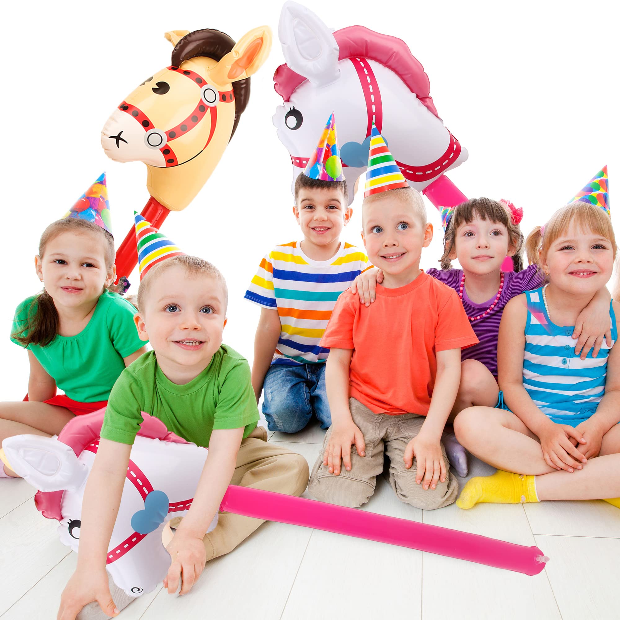 Snapklik.com : Haconba 14 Pack 40 Inch Inflatable Stick Horse Blow Up ...