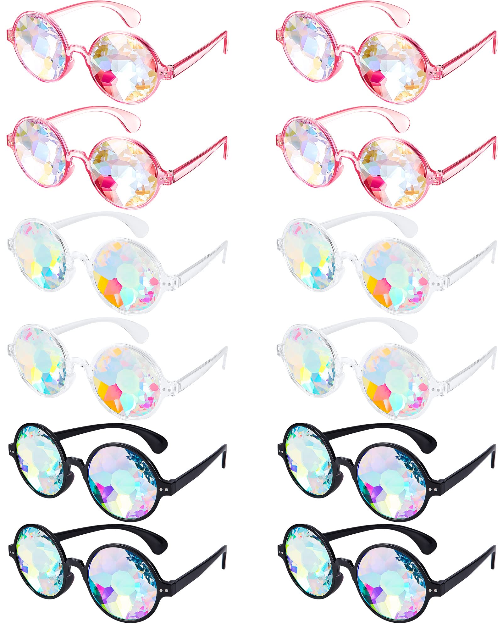 Amazon.com: Frienda 12 Pairs Kaleidoscope Rave Rainbow Glasses ...