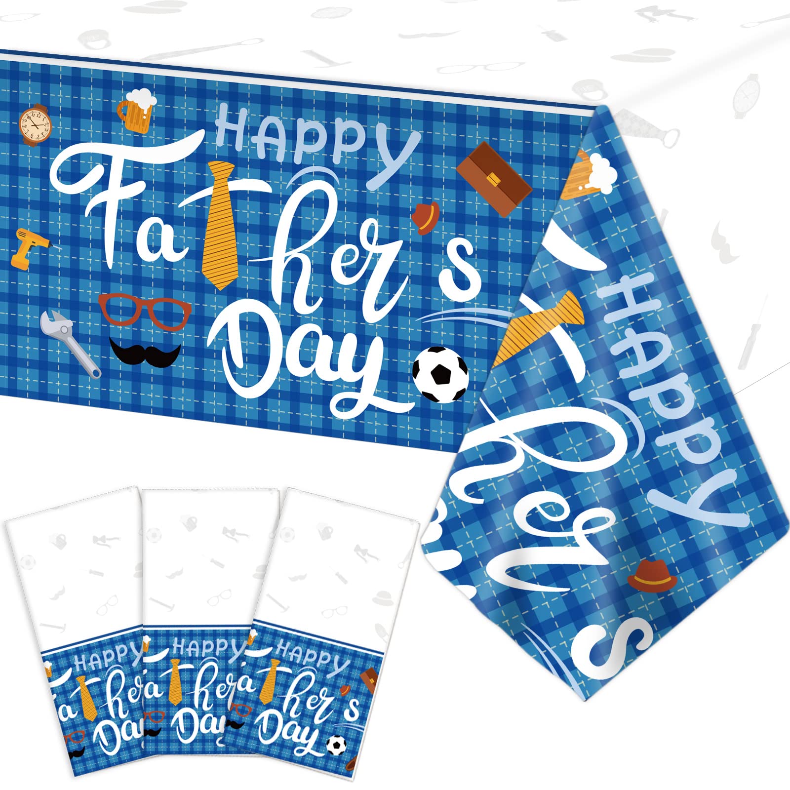 Amazon.com: Wiooffen 3 Pieces Father's Day Party Tablecloth Plastic ...