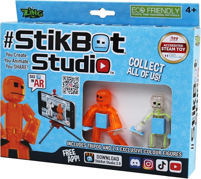 Zing StikBot S1003 Studio, Orange and White/Clear : Amazon.co.uk: Toys ...