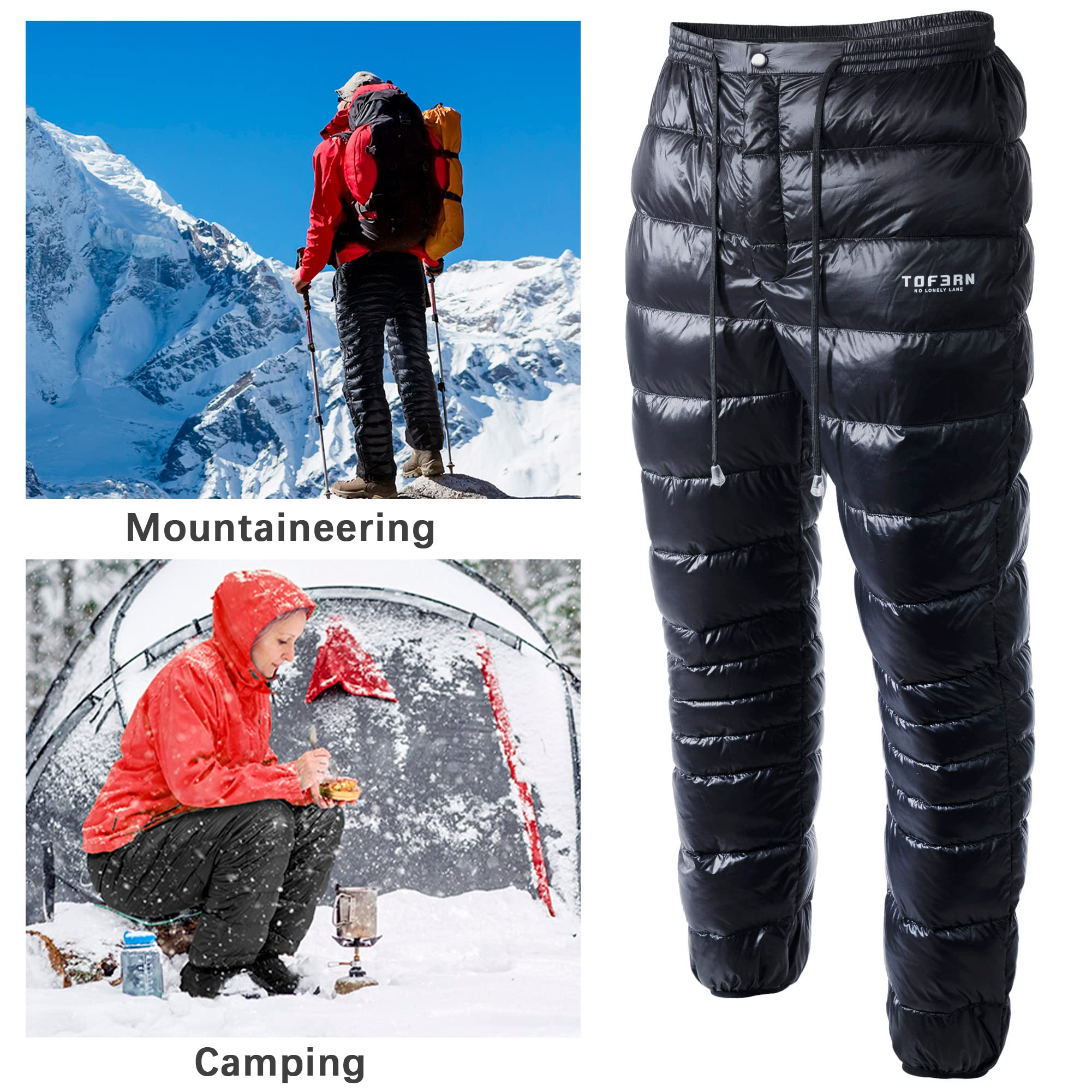 Snapklik.com : Mens Warm Down Pants Puffy Down Pants Ultralight Water ...