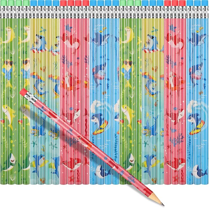 Amazon.com : 72 Pieces Shark Sea Pencils with Eraser, Under The Sea ...
