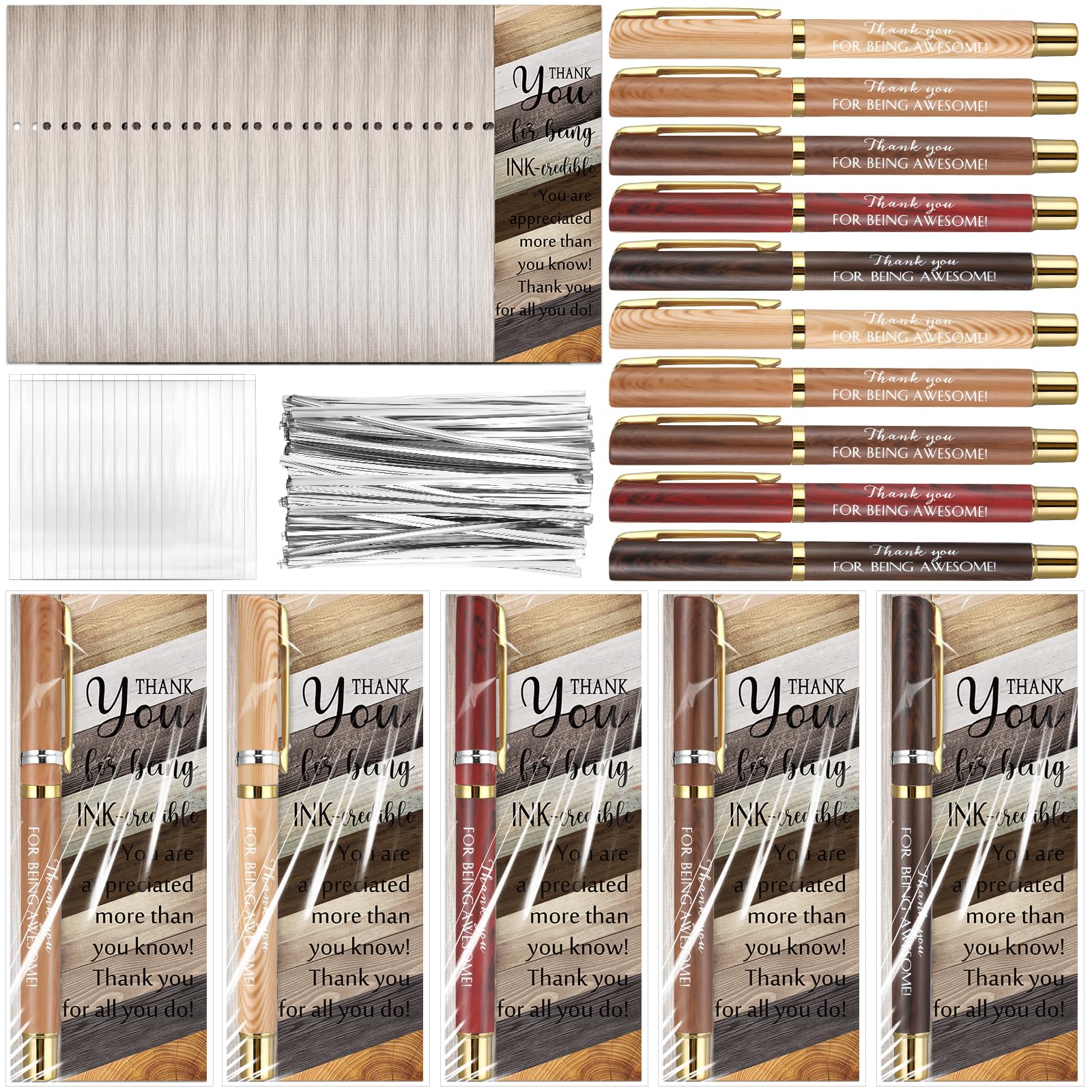 Amazon.com : Spakon 15 Sets Team Thank You Pens Bulk Christmas Employee ...