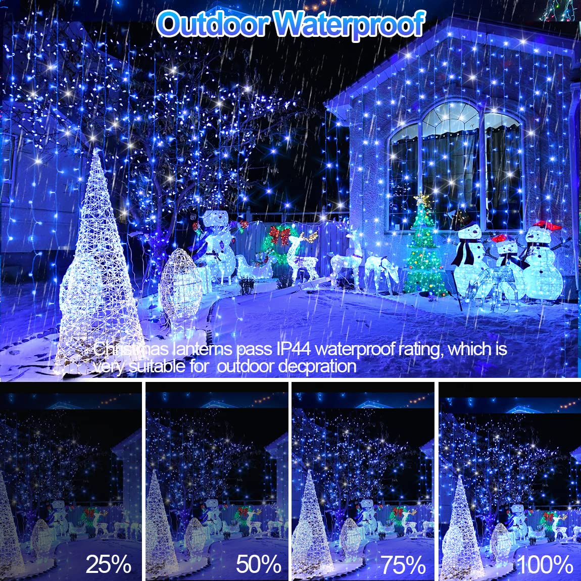 403ft Blue Christmas String Lights Outdoor, 1000 LED Super Long String ...