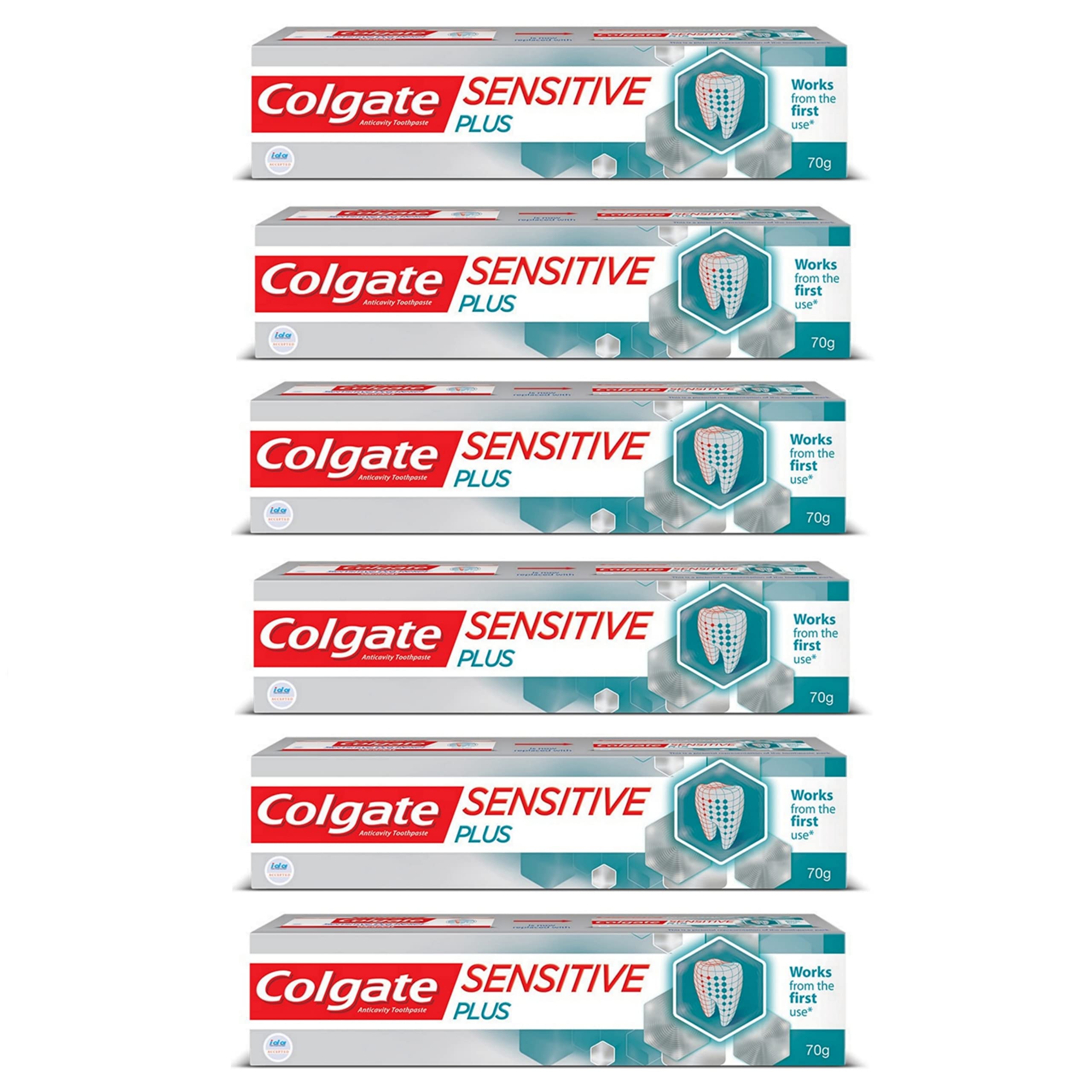 Buy Colgate Sensitive Plus 70g Toothpaste (420g, Pack of 6, 70g each ...