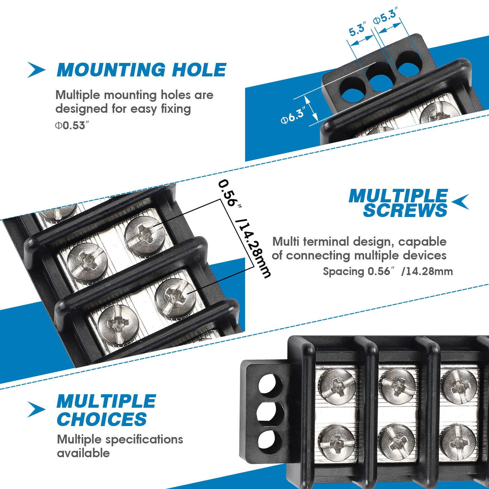 Snapklik.com : GLOSO Marine Terminal Blocks TBD Double Row Stainless 10 ...