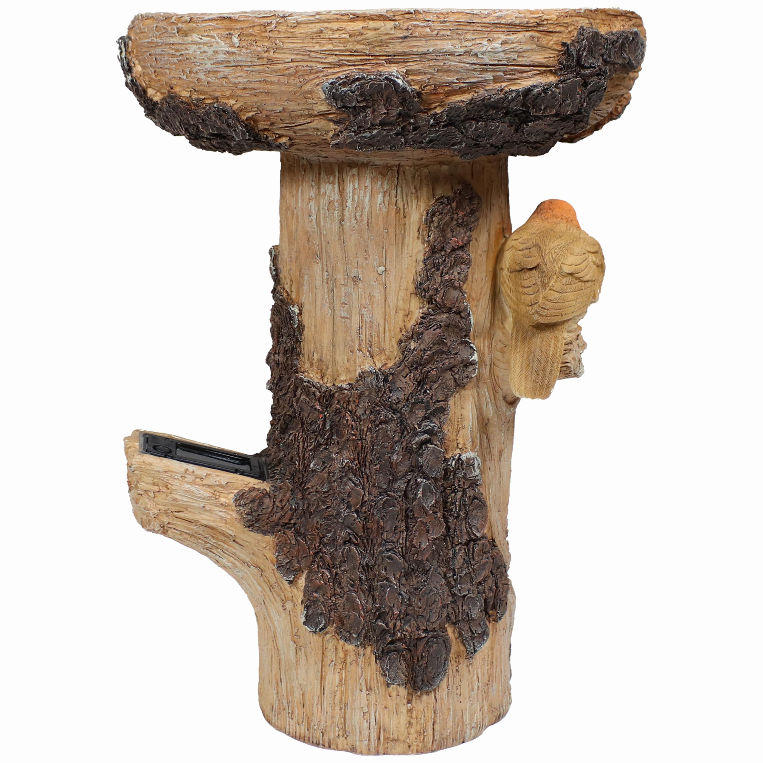 Sunnydaze Staked Country Tree Stump Bird Bath with Solar Lighted ...