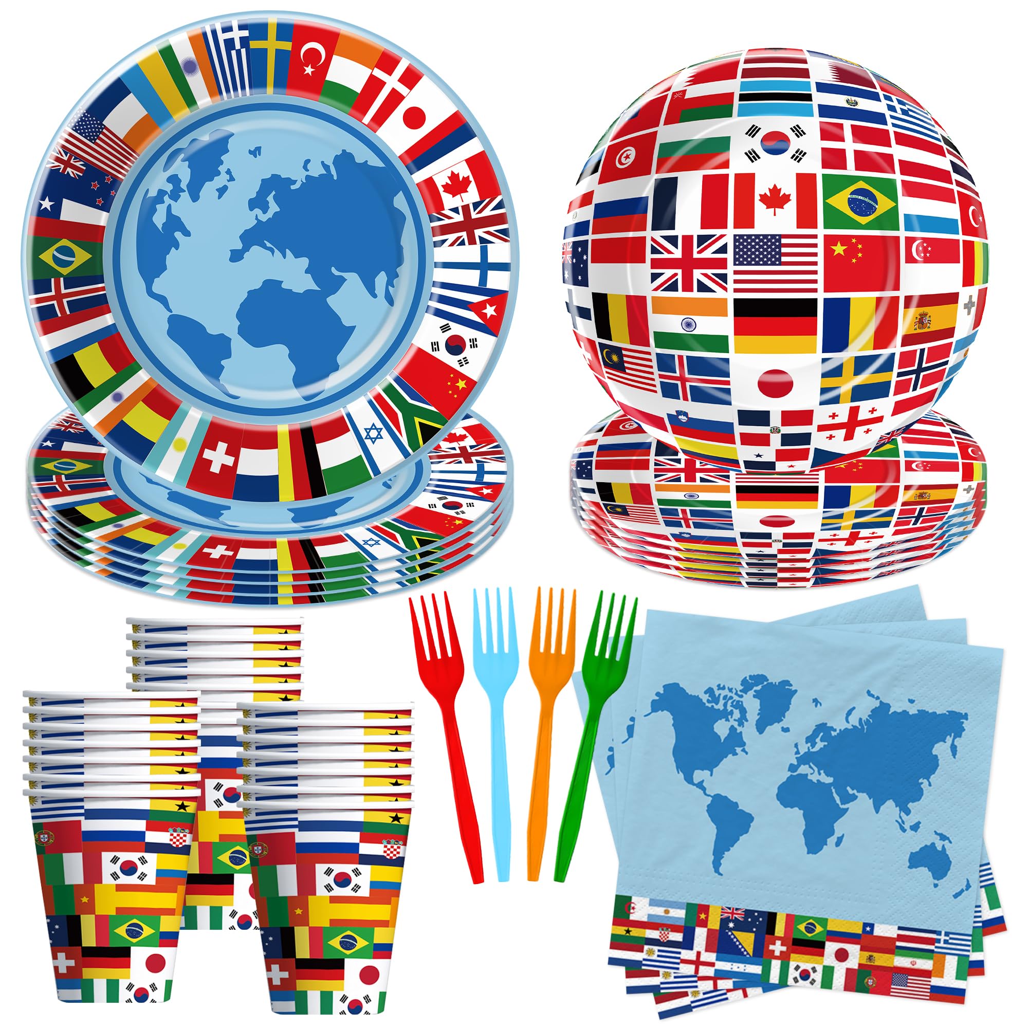 Amazon.com: APOWBLS International World Flags Decorations Tableware ...