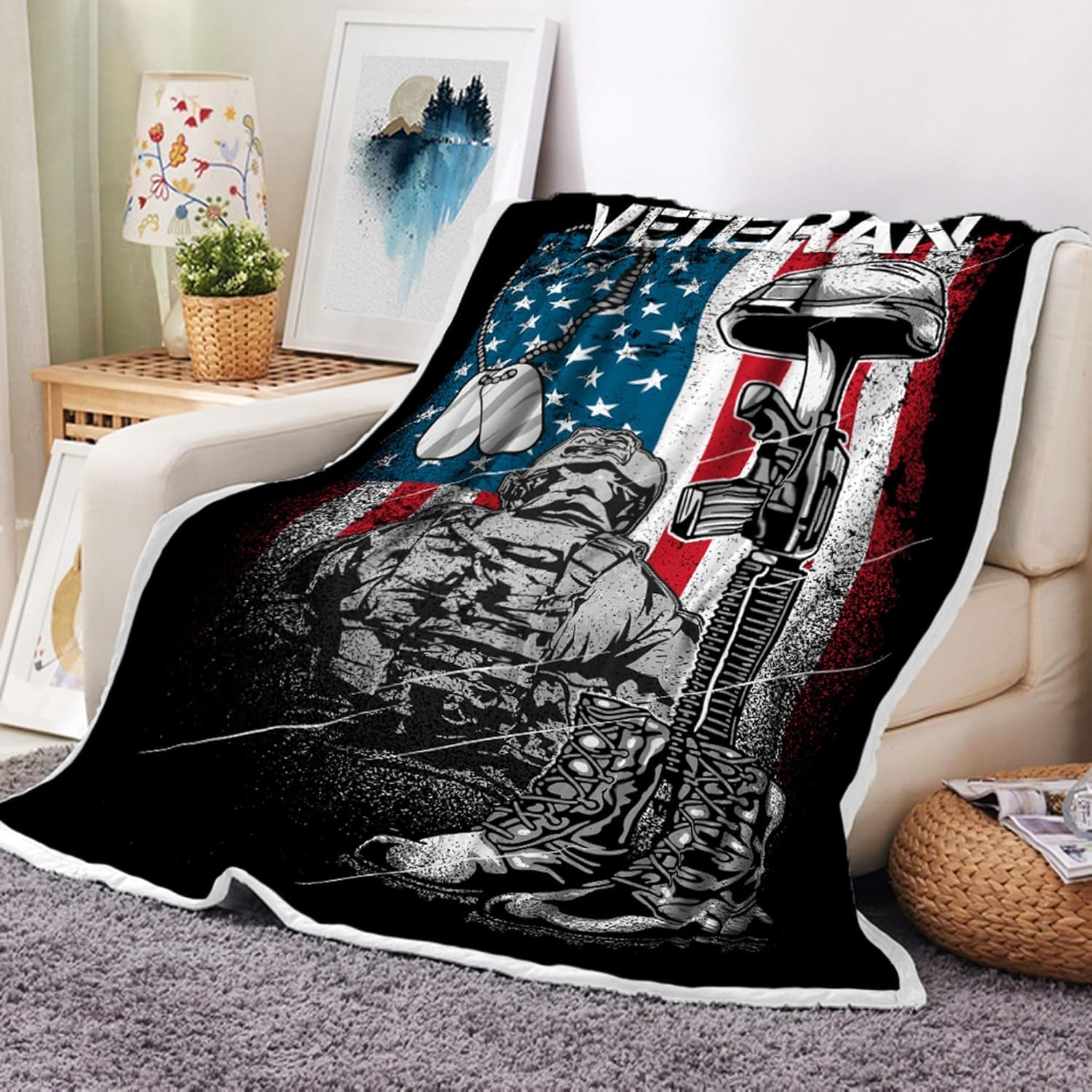 Amazon.com: Veteran Throw Blanket, Navy Air Force Army Blanket Soft ...