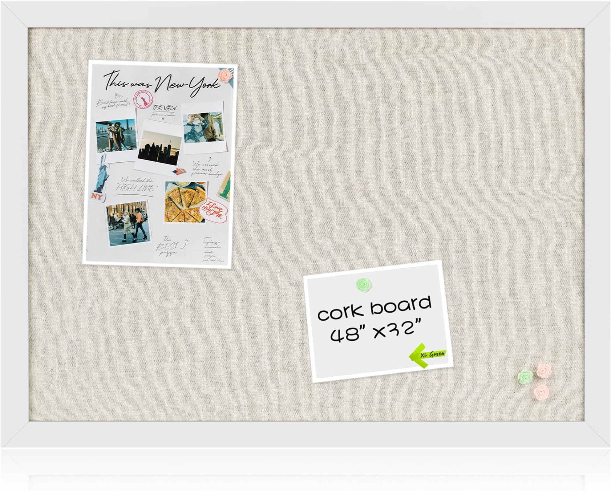 Amazon.com : Board2by Farmhouse Linen Cork Bulletin Board 48 x 32 ...