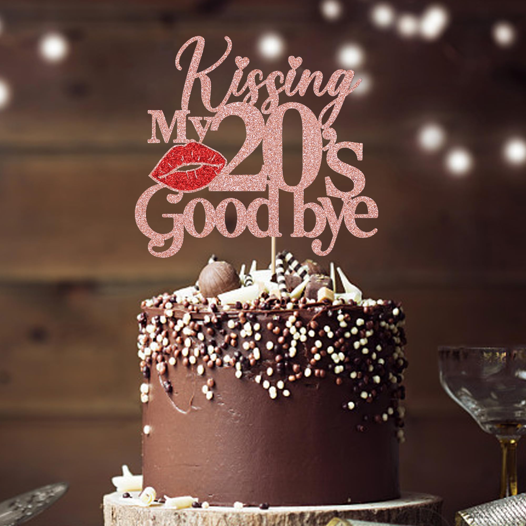 20th Birthday Cake Topper Red Glitter Kissing My 20s Goodbye Cake ...