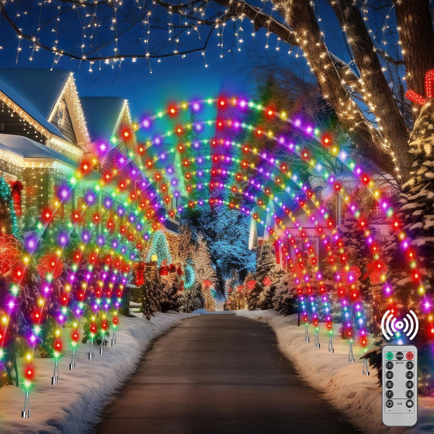 Amazon.com: 12 Sets 6.6 ft Light Arch for Christmas with 8 Mode LED Lights Remote Easy Assembly ...