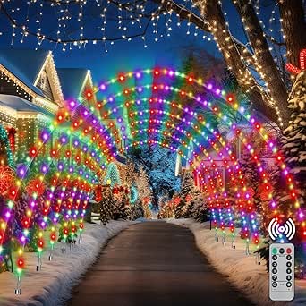 Amazon.com: 12 Sets 6.6 ft Light Arch for Christmas with 8 Mode LED ...
