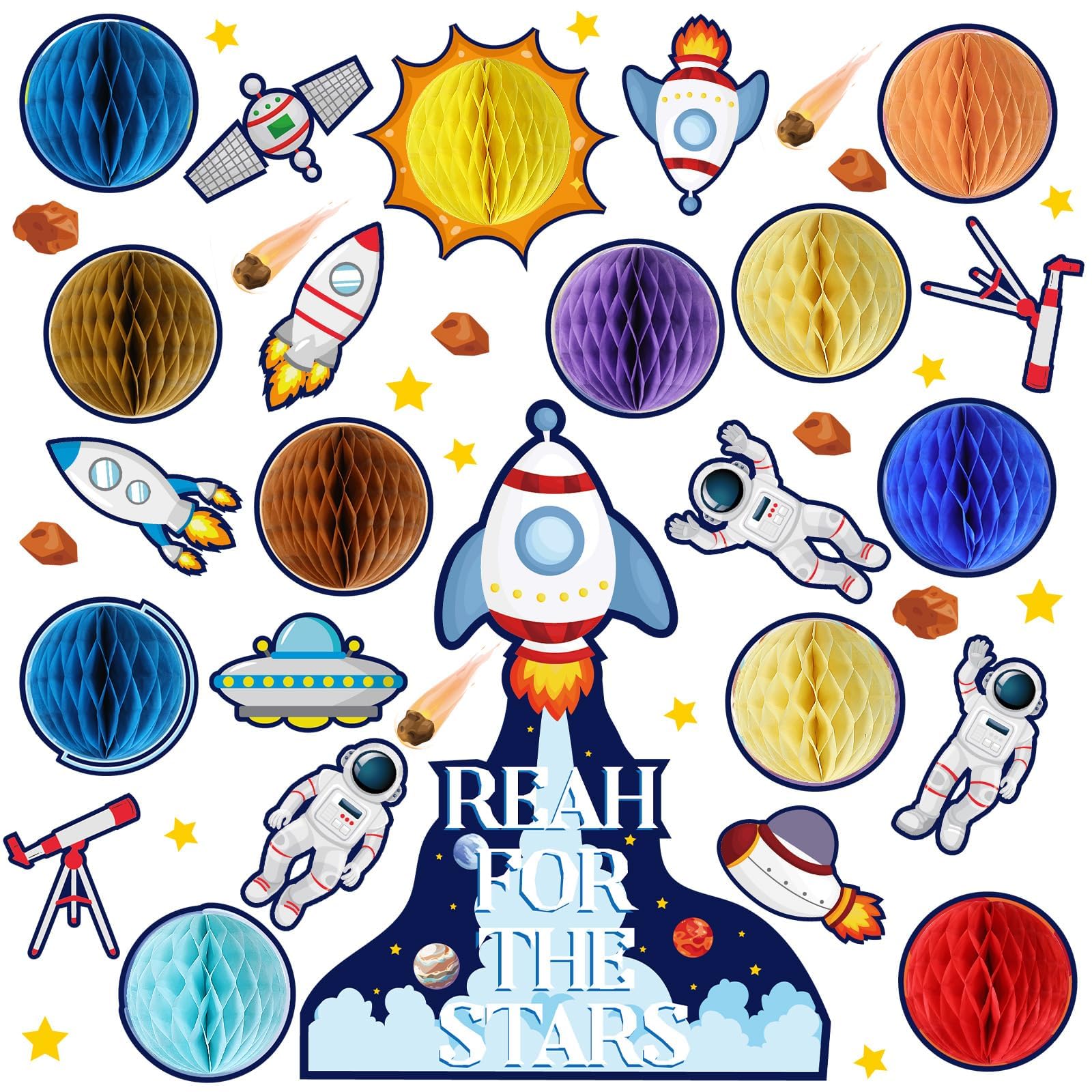 Snapklik.com : Outer Space Honeycomb Balls Bulletin Board Set ...