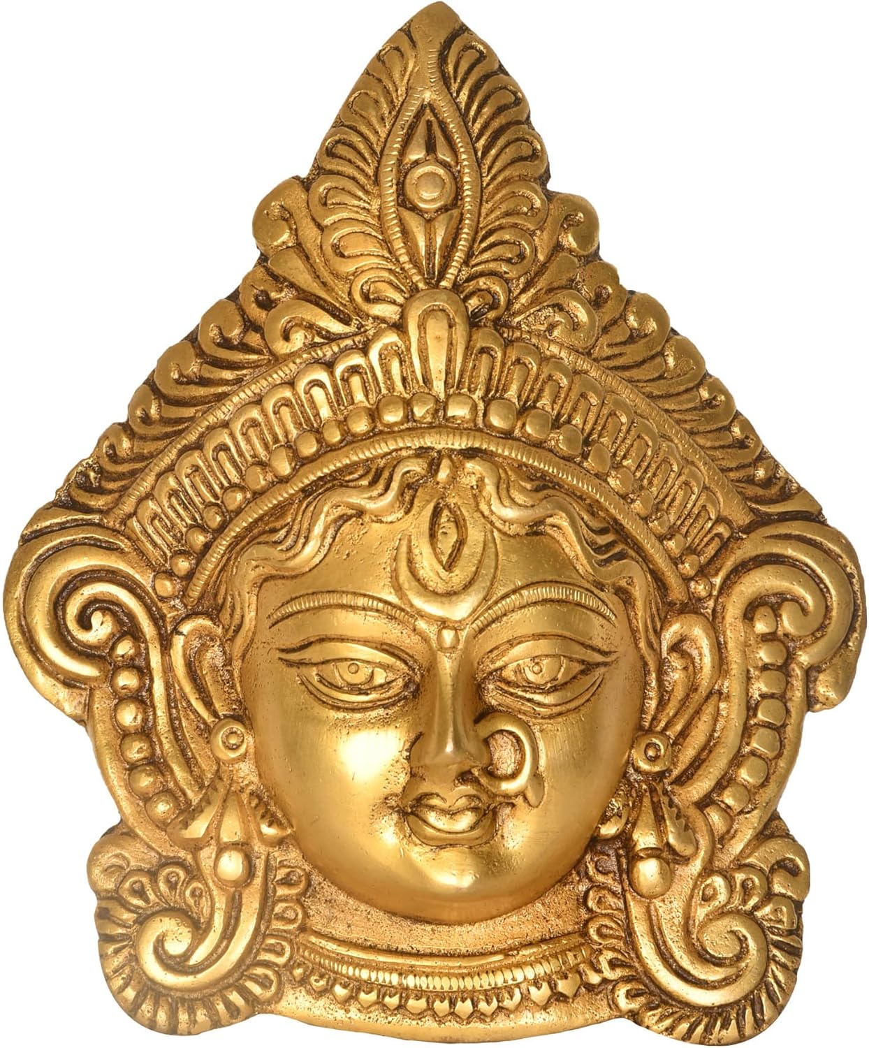 Amazon.com: Goddess Durga Wall Hanging Mask - Brass Statue : Home & Kitchen