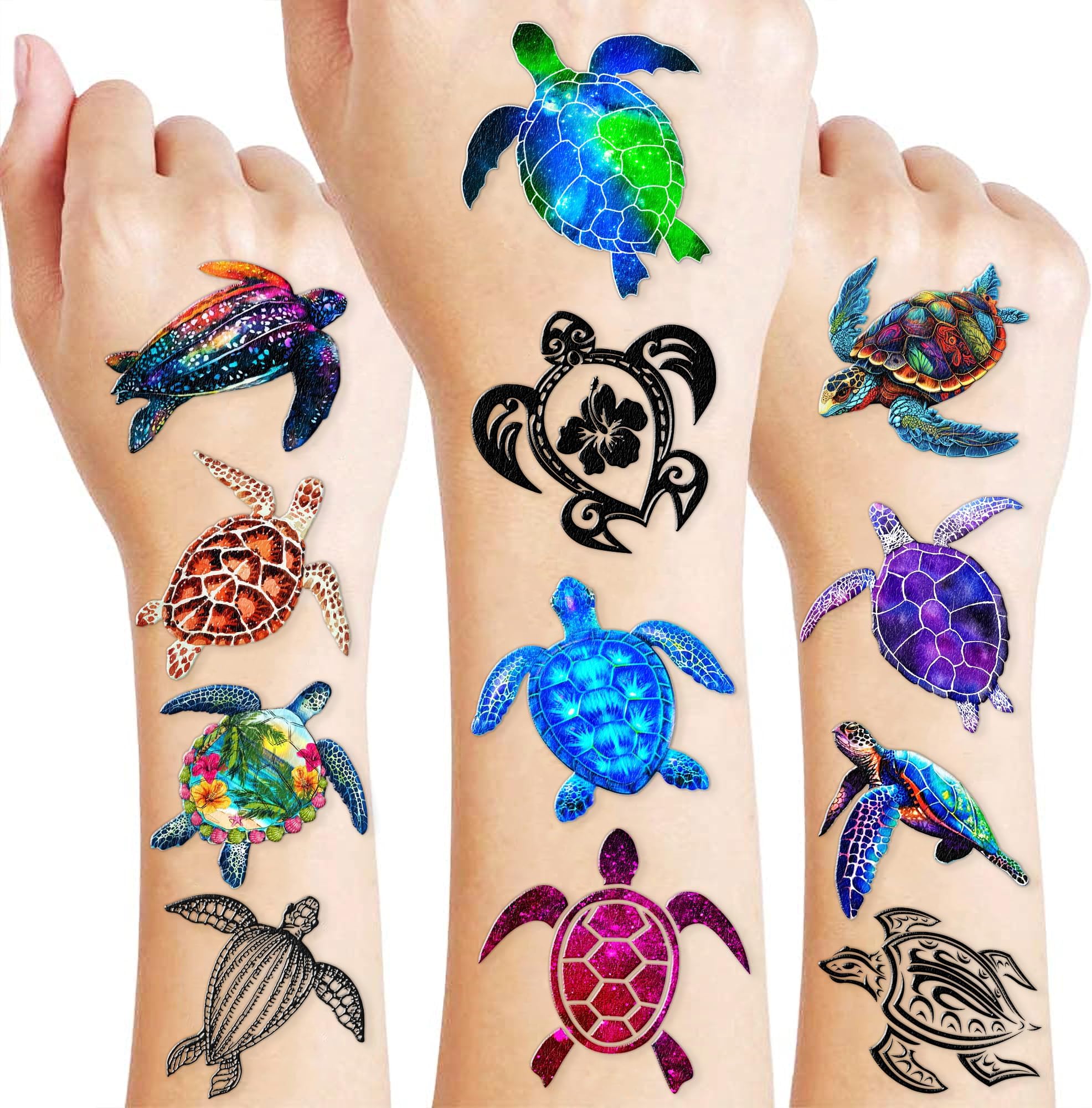 Amazon.com : Turtle Temporary Tattoos,20 Sheets 172 Pieces Turtle ...