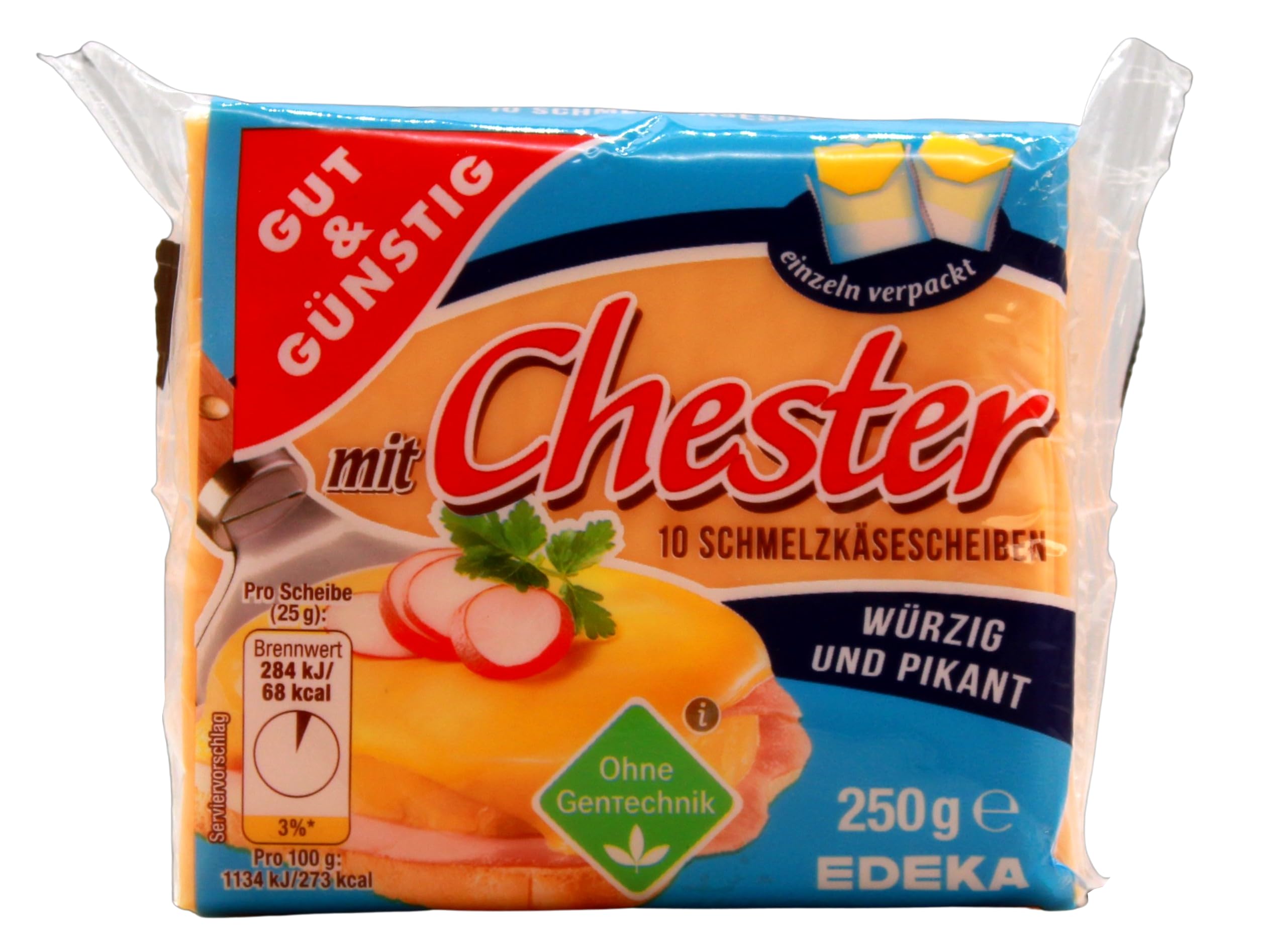 Gut & Günstig Schmelzkäsescheiben mit Chester, 8er Pack (8 x 250g ...