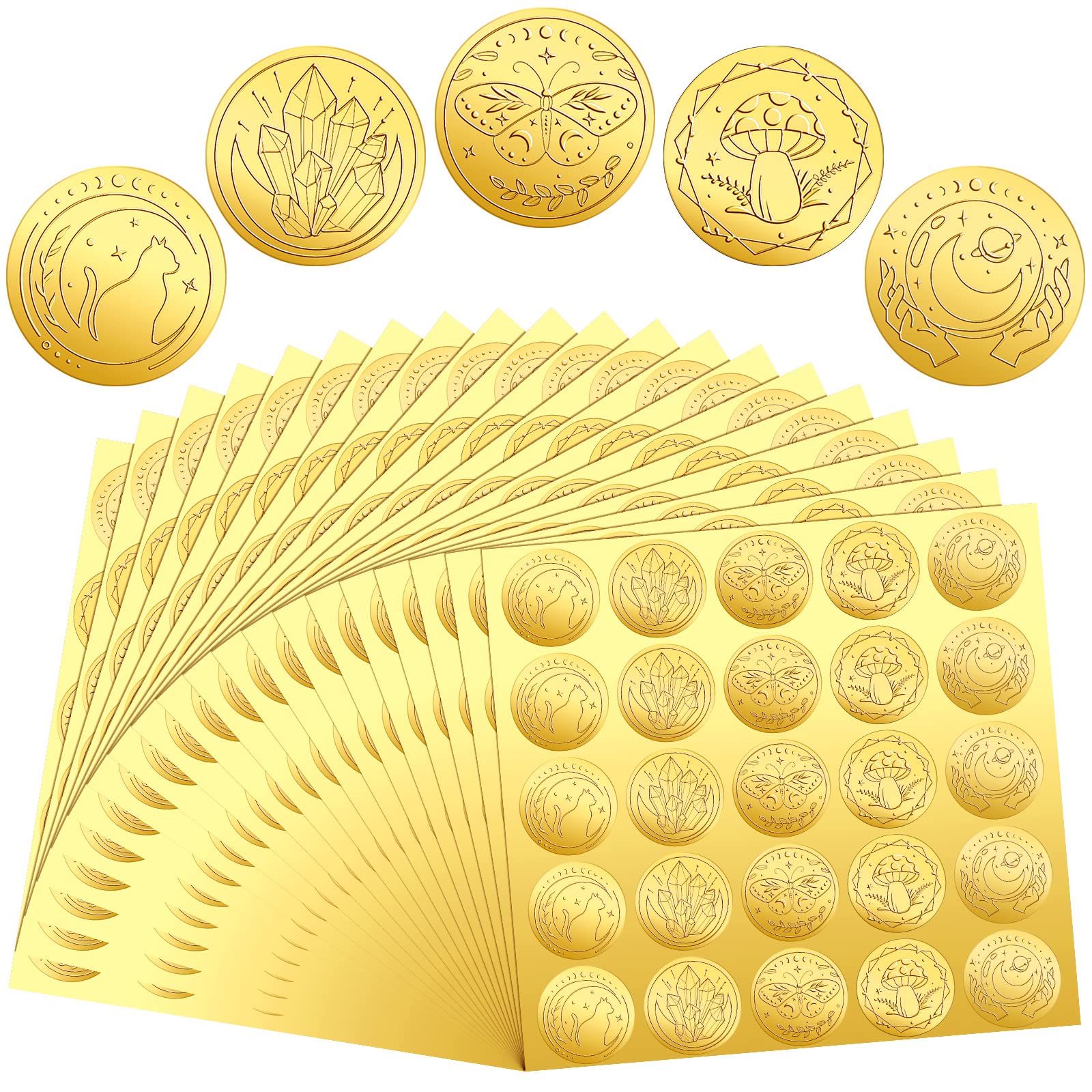Snapklik.com : Chinco 500 Pieces Gold Embossed Envelope Seals Stickers ...