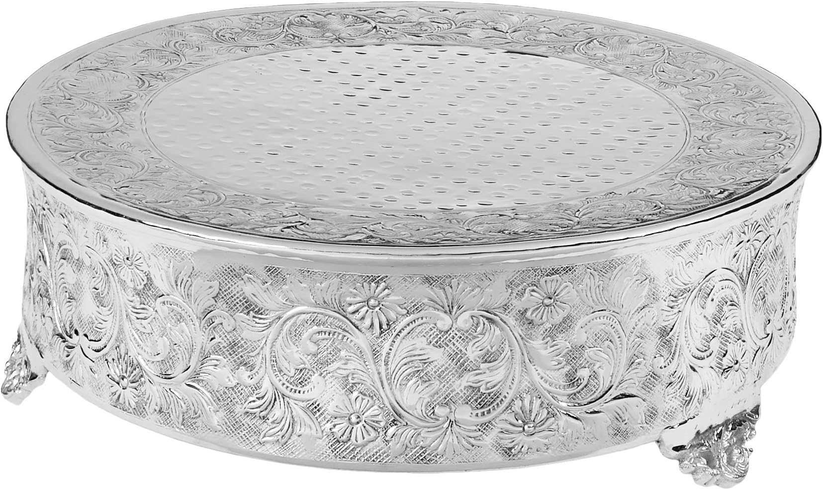 Amazon.com: Efavormart 22” Silver Embossed Round Cake Plateau, Metal ...