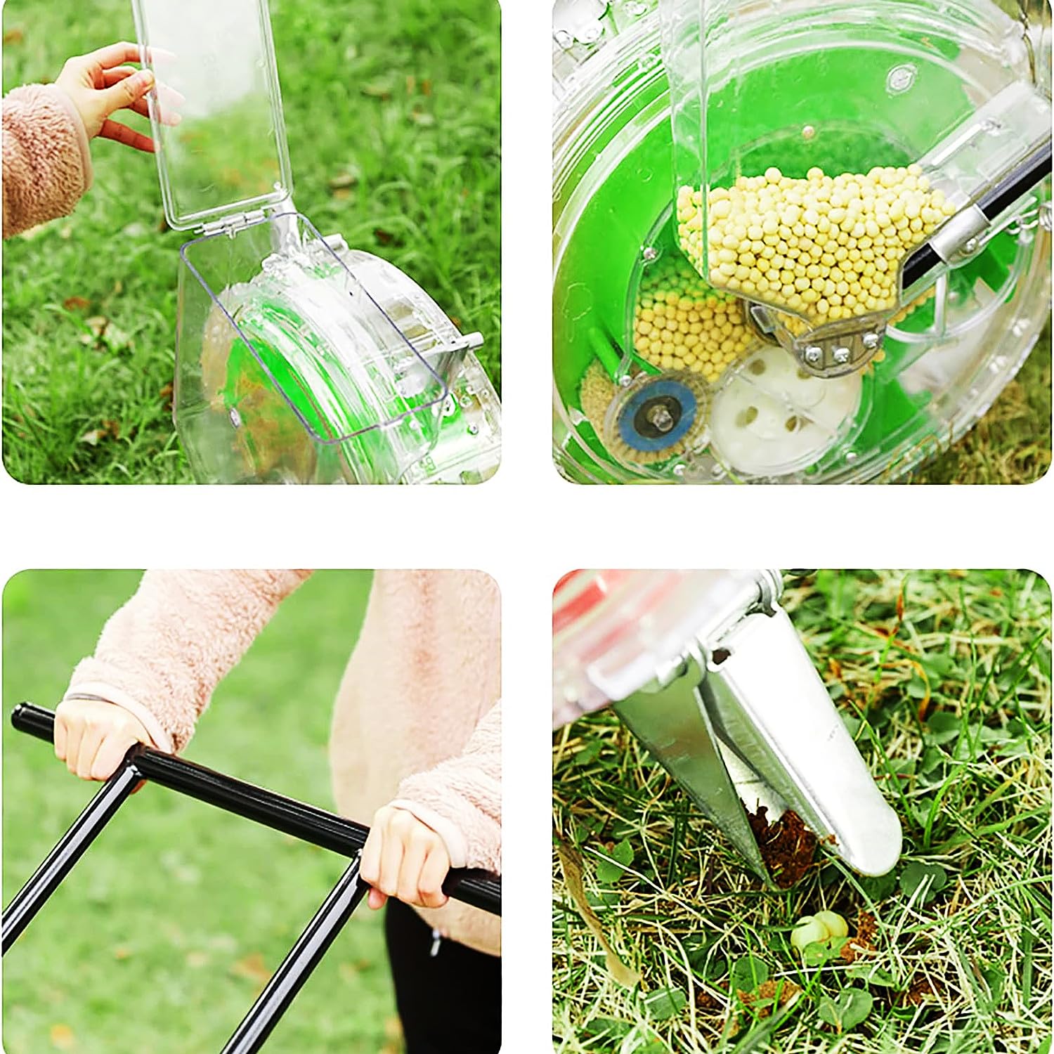 Corn Planter Manual Garden Seeder With 7 Nozzles - Hand-Push Roller ...