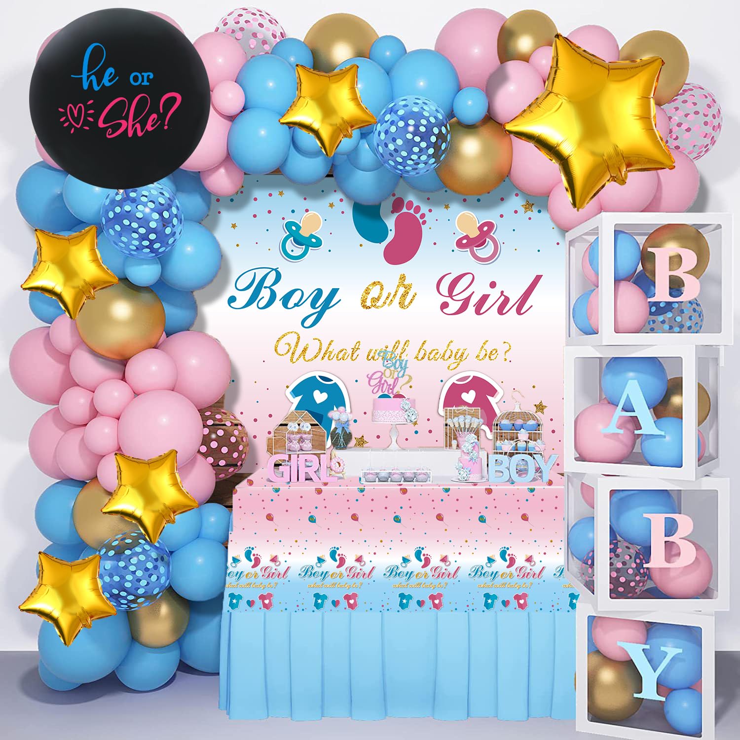 Amazon.com: Baby Gender Reveal Party Decorations, Pink and Blue Balloon ...