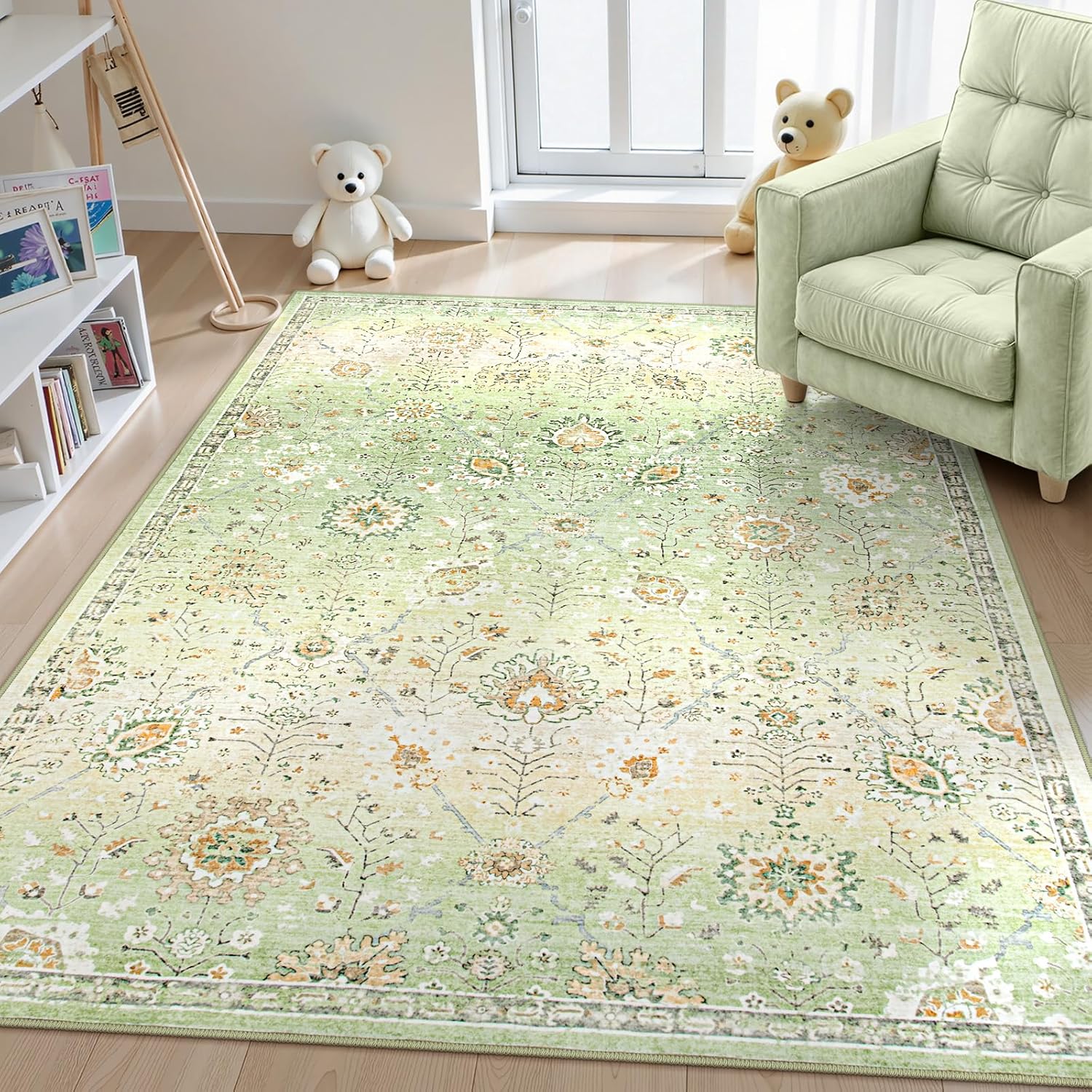 Amazon.com: Lahome 5x7 Sage Green Rugs for Bedroom, Soft Boho Rug for ...