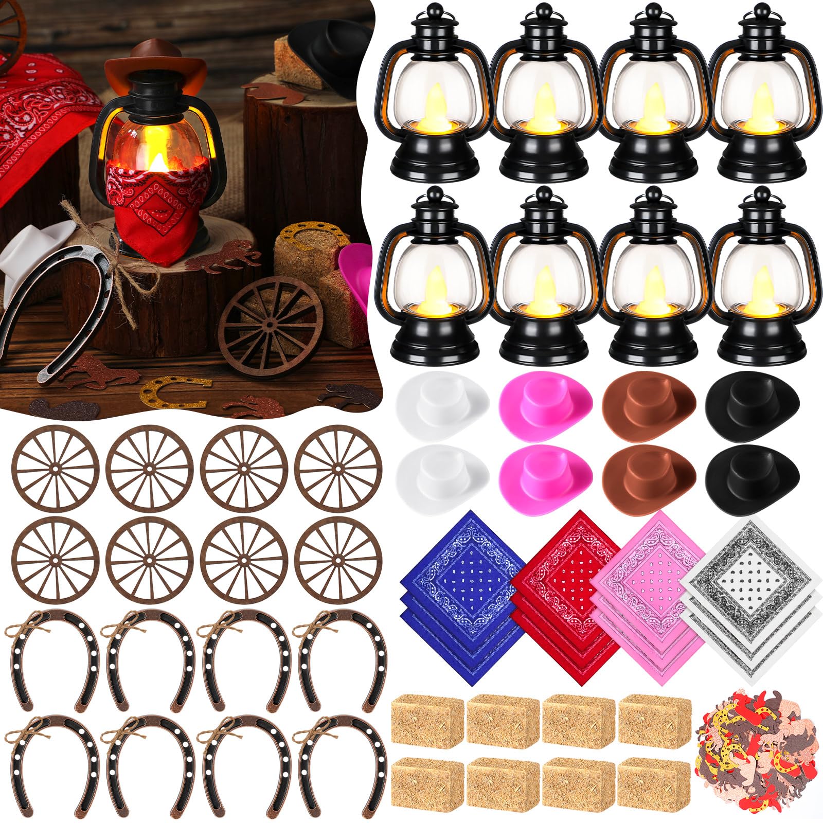 Amazon.com: Arrowbash 73 Pcs Western Cowboy Party Decorations Set Mini ...