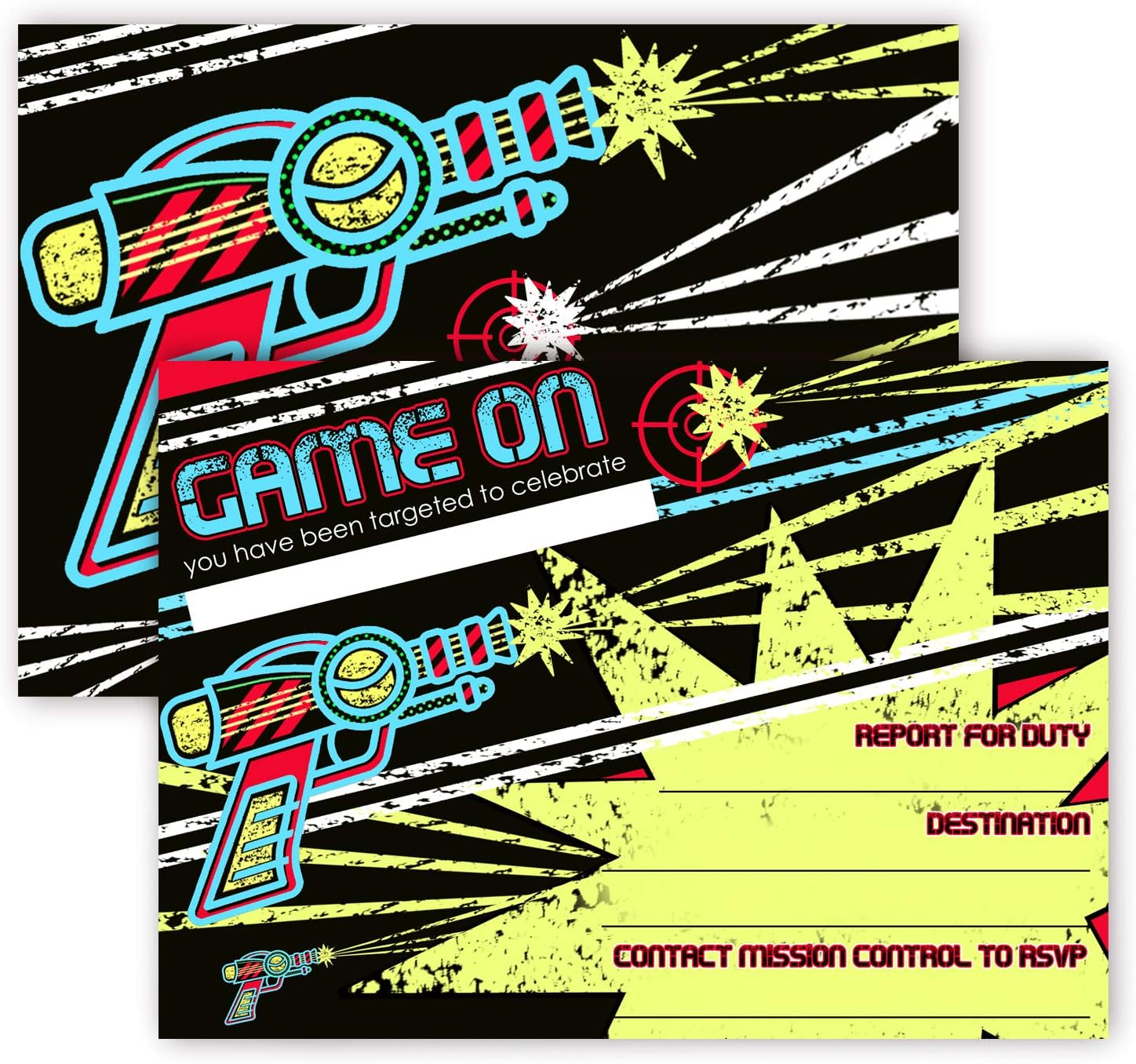Amazon.com : haipino Laser Tag Birthday Invitations, Neon Glow Party ...