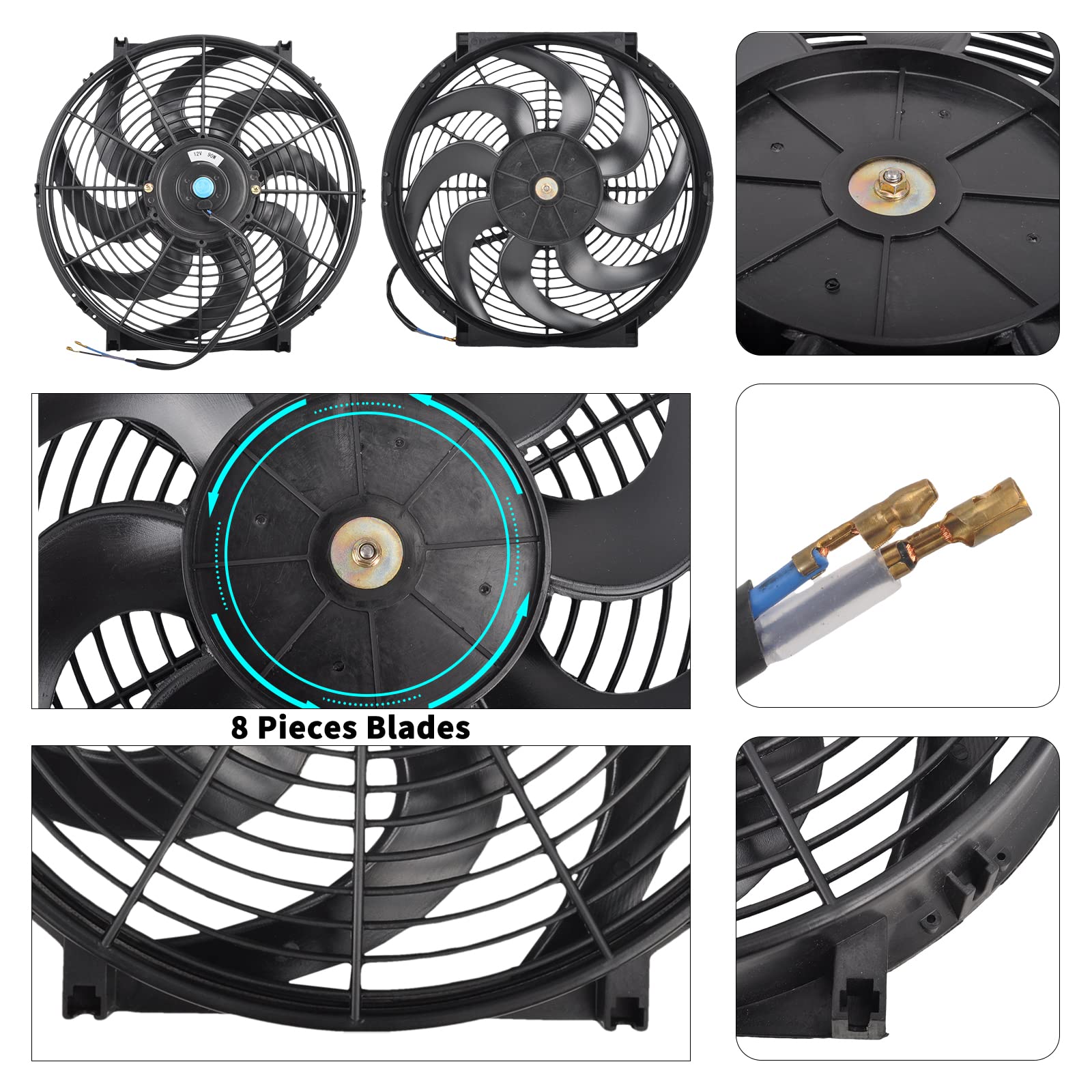 Snapklik.com : 14 Inch Black Universal Slim Fan Push Pull Electric ...