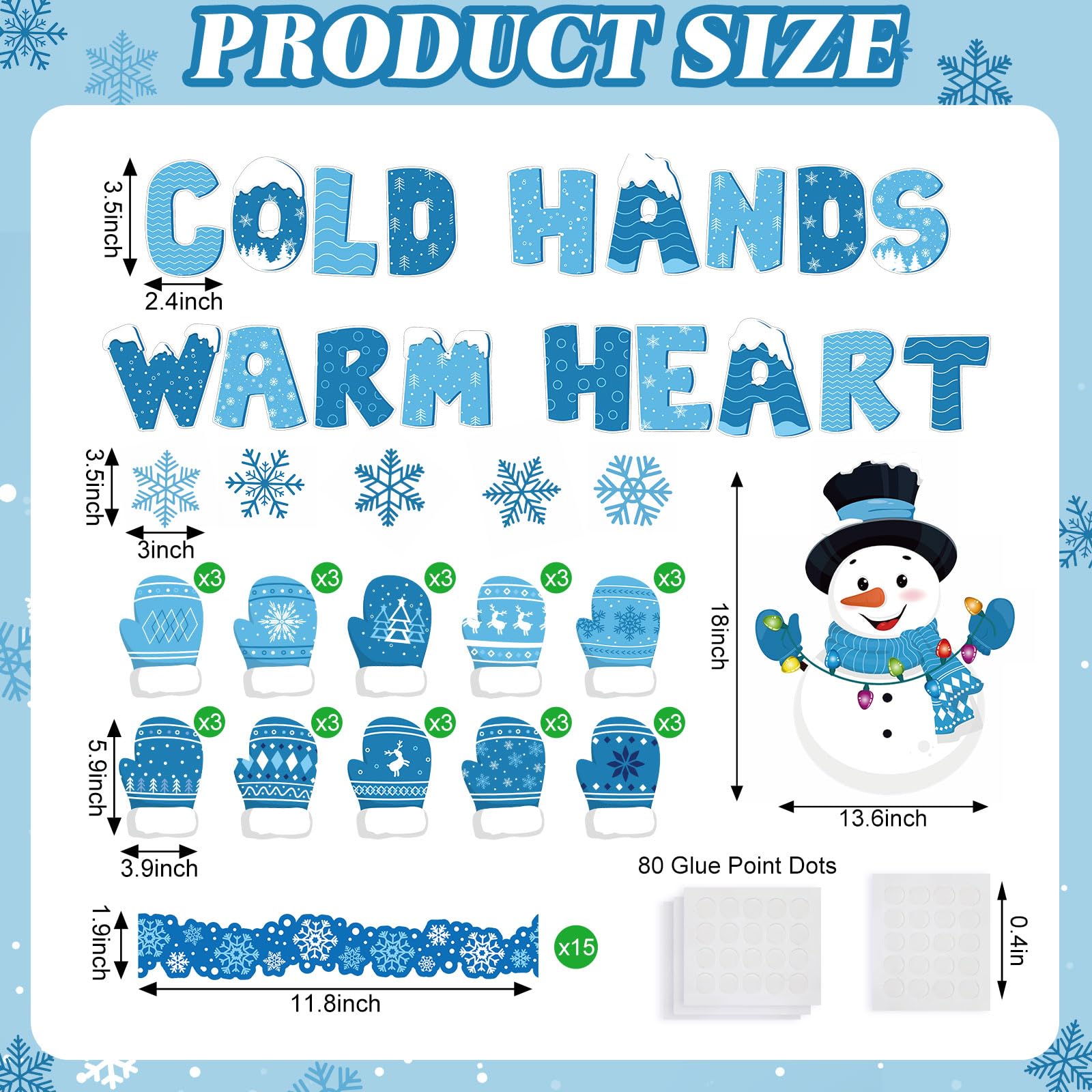 Faccito 70 Pcs Winter Snowman Bulletin Board Set Winter Christmas ...