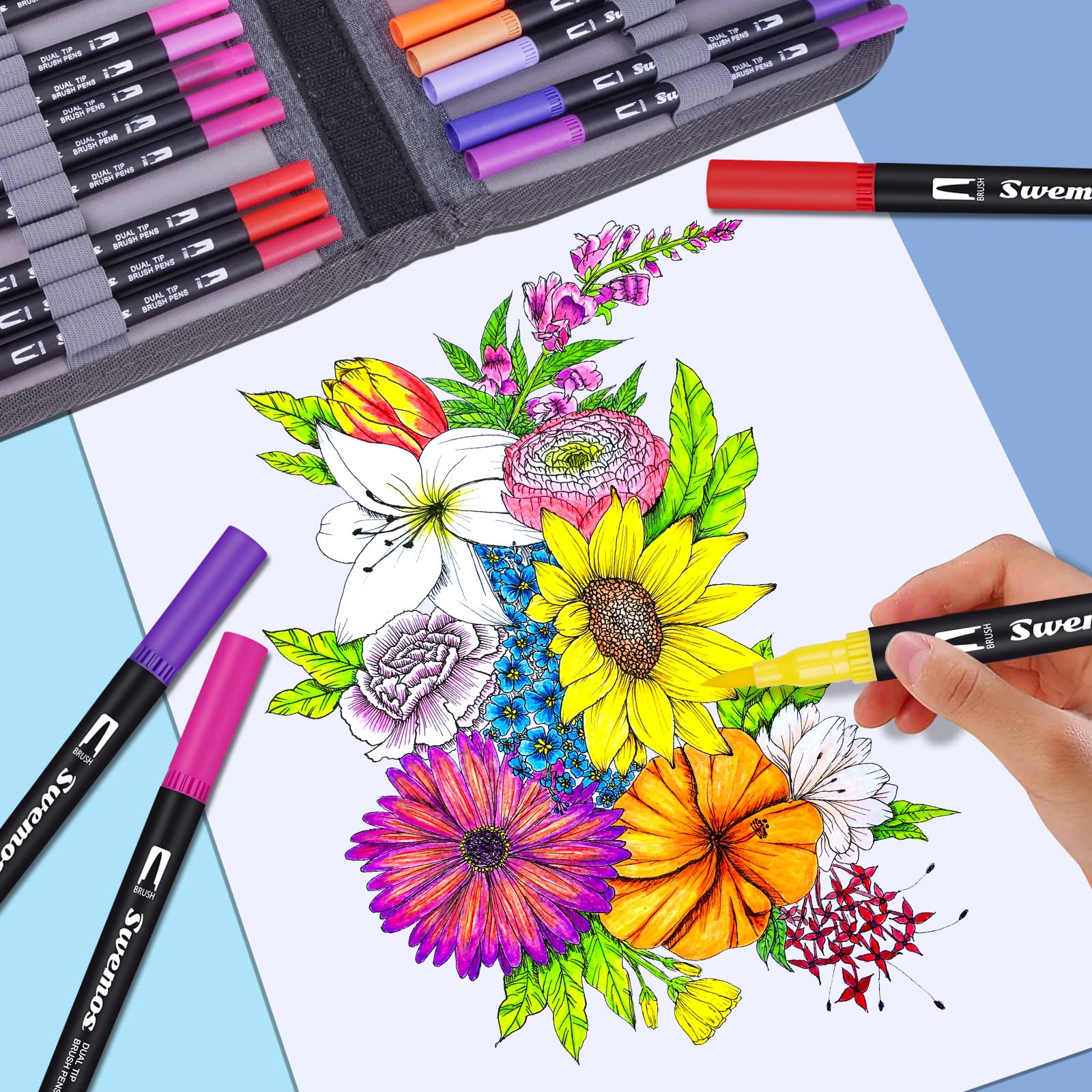 Snapklik.com : Swemos Markers For Adult Coloring Book, 72 Colors Art ...