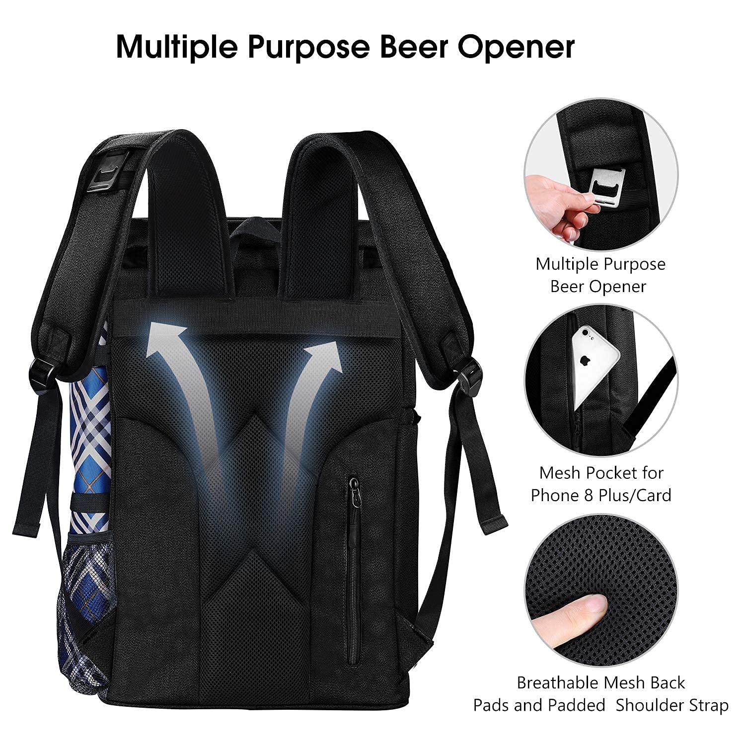 Cooler Backpack 35 Cans Leakproof Insulated Ice Backpack with Picnic ...
