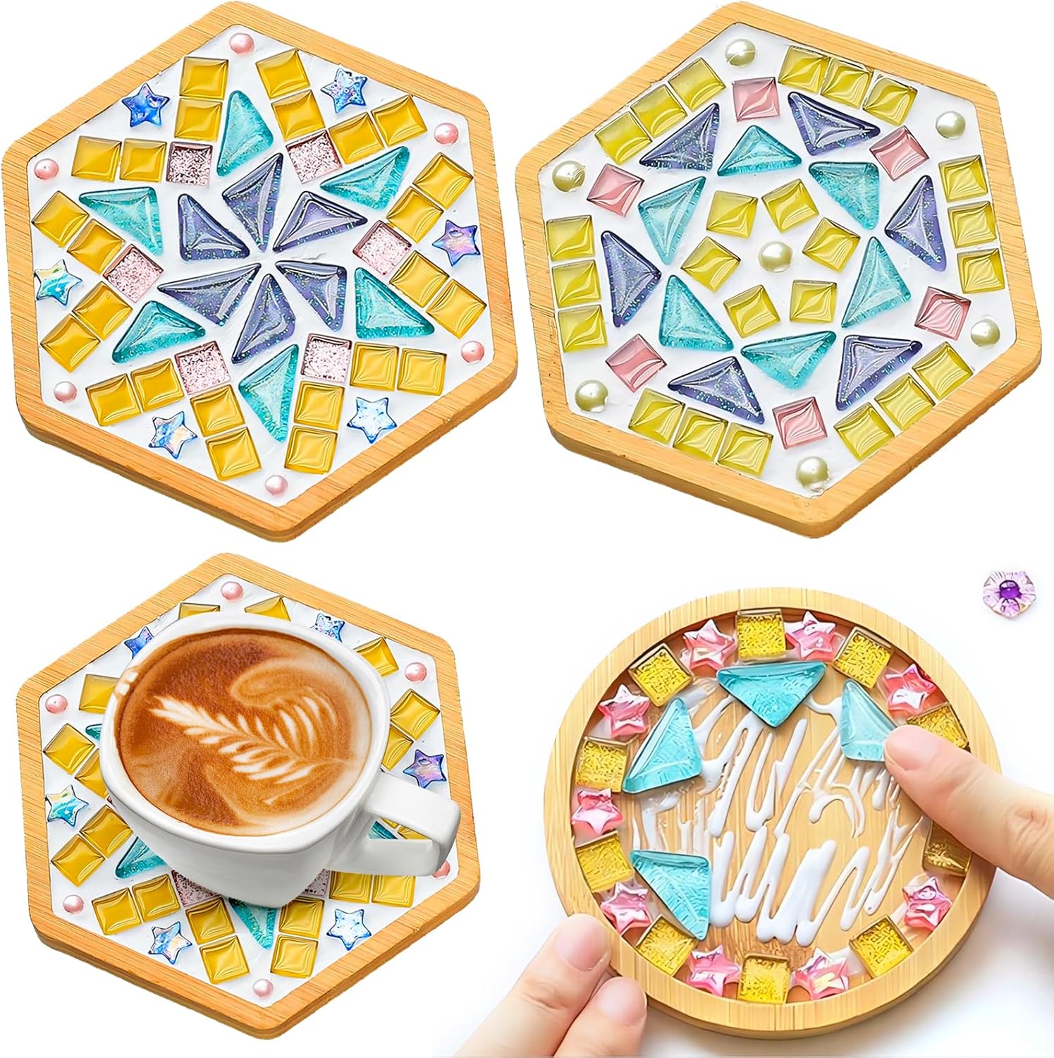 Amazon.com: Jongdari Mosaic Tiles Craft Kits for Adults, 2 Set DIY ...