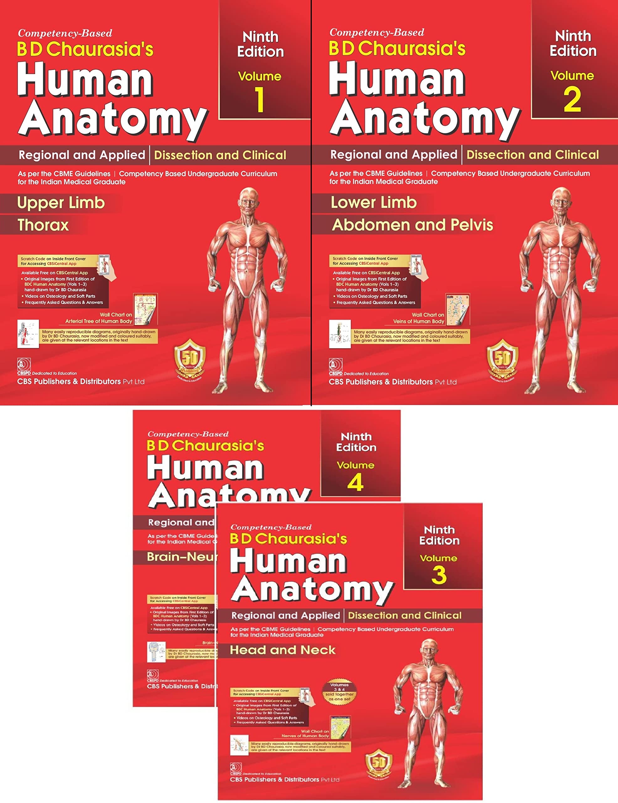 Buy B. D. Chaurasia's - Human Anatomy - Volume - 1 + 2 + 3 + 4 - Set of ...