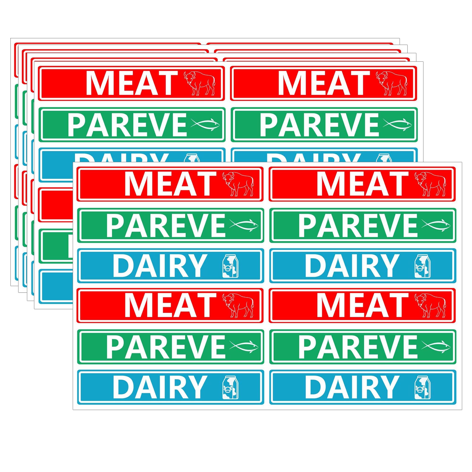 Amazon.com : 120 Pcs Kosher Labels Meat Dairy Parve Stickers 1.5 x 1/4 ...