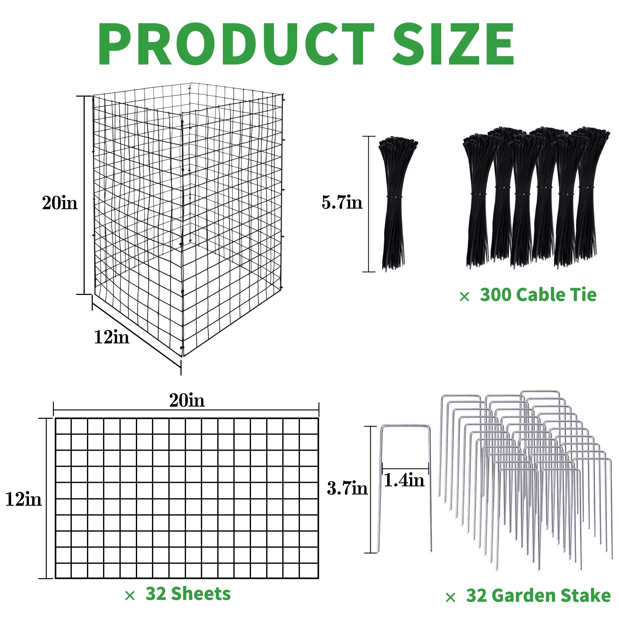Plant Skydd 20 X 12 Inch Heighten Square Garden Wire Plant Cages Mesh ...