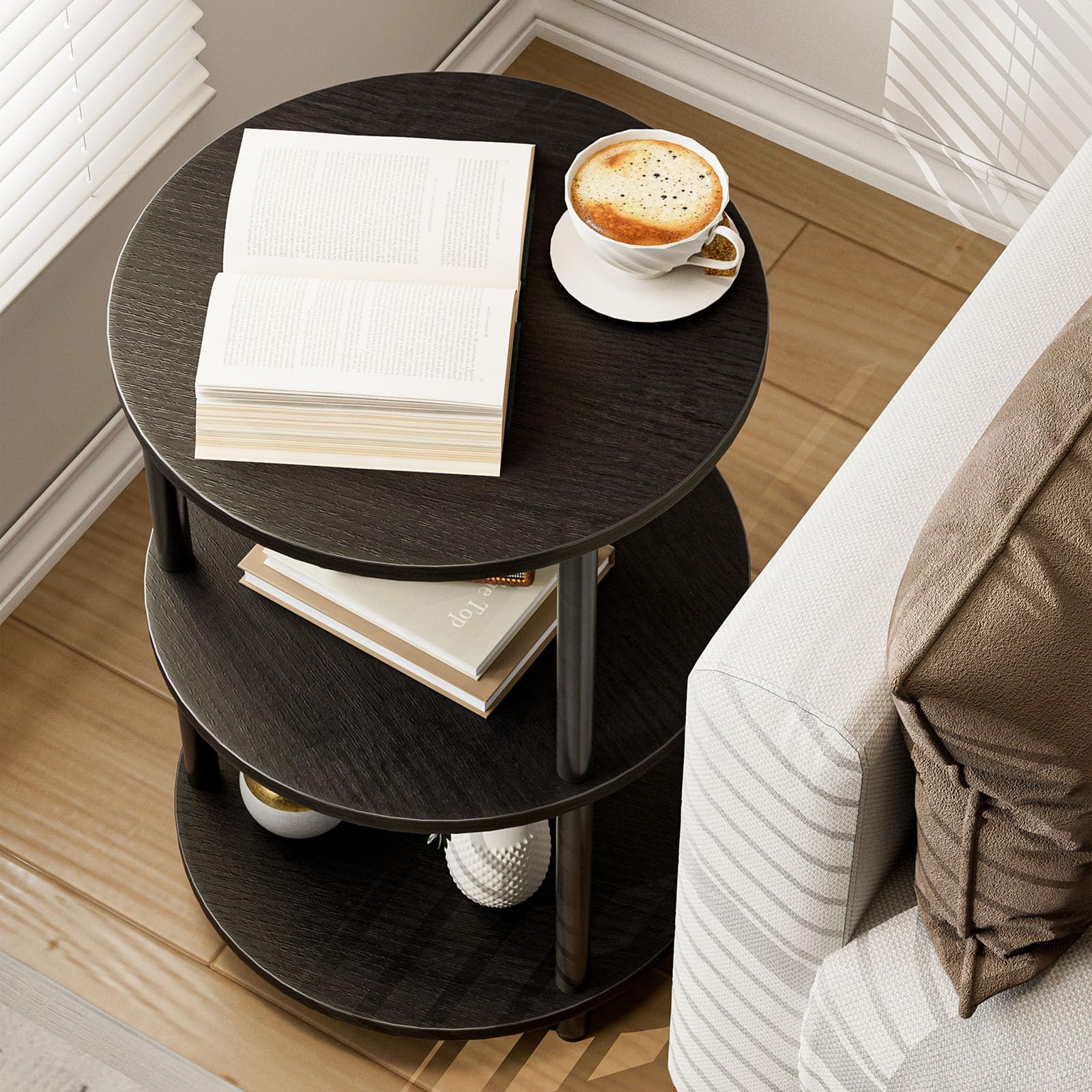 Amazon.com: XBurmo Small Round End Table - 3 Tier Design as Accent ...