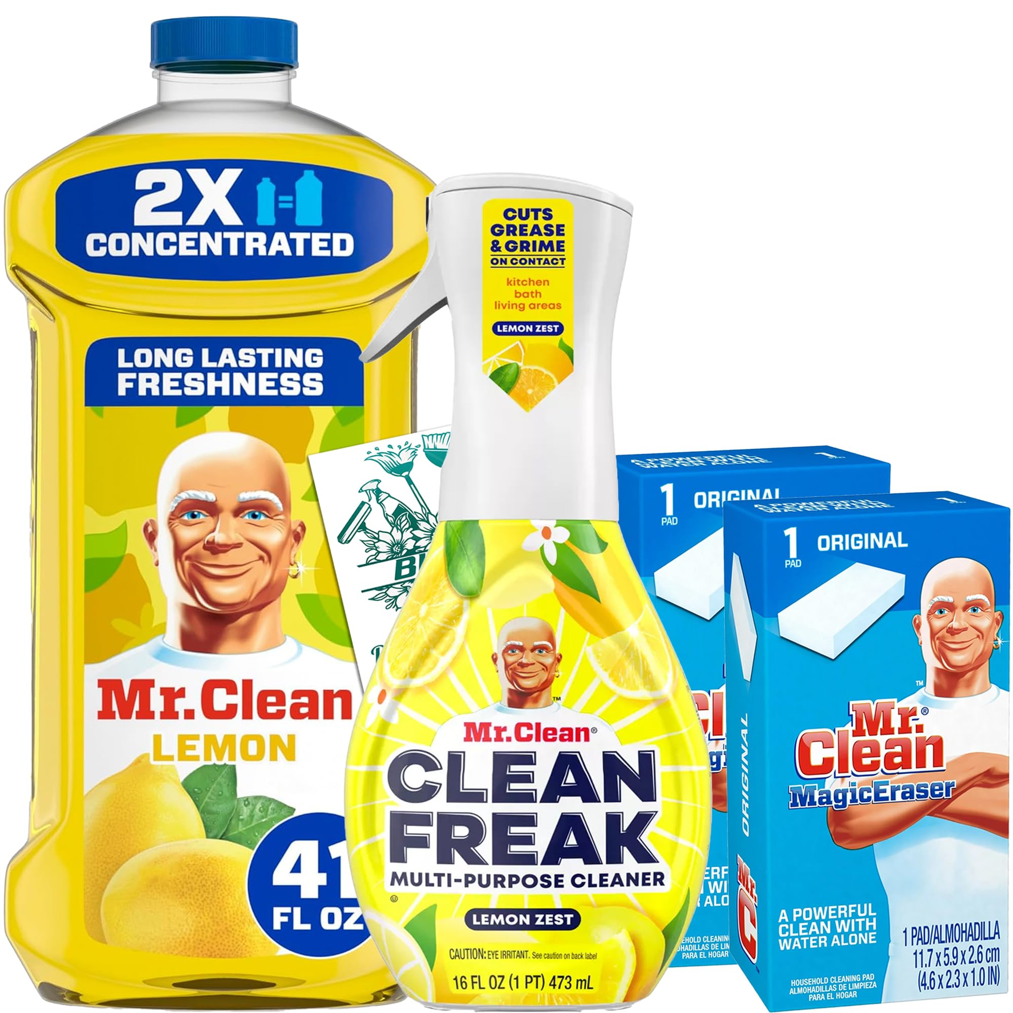 Amazon.com: Bleam Cleaning Set - Mr Clean 2X Concentrated Lemon Scent ...