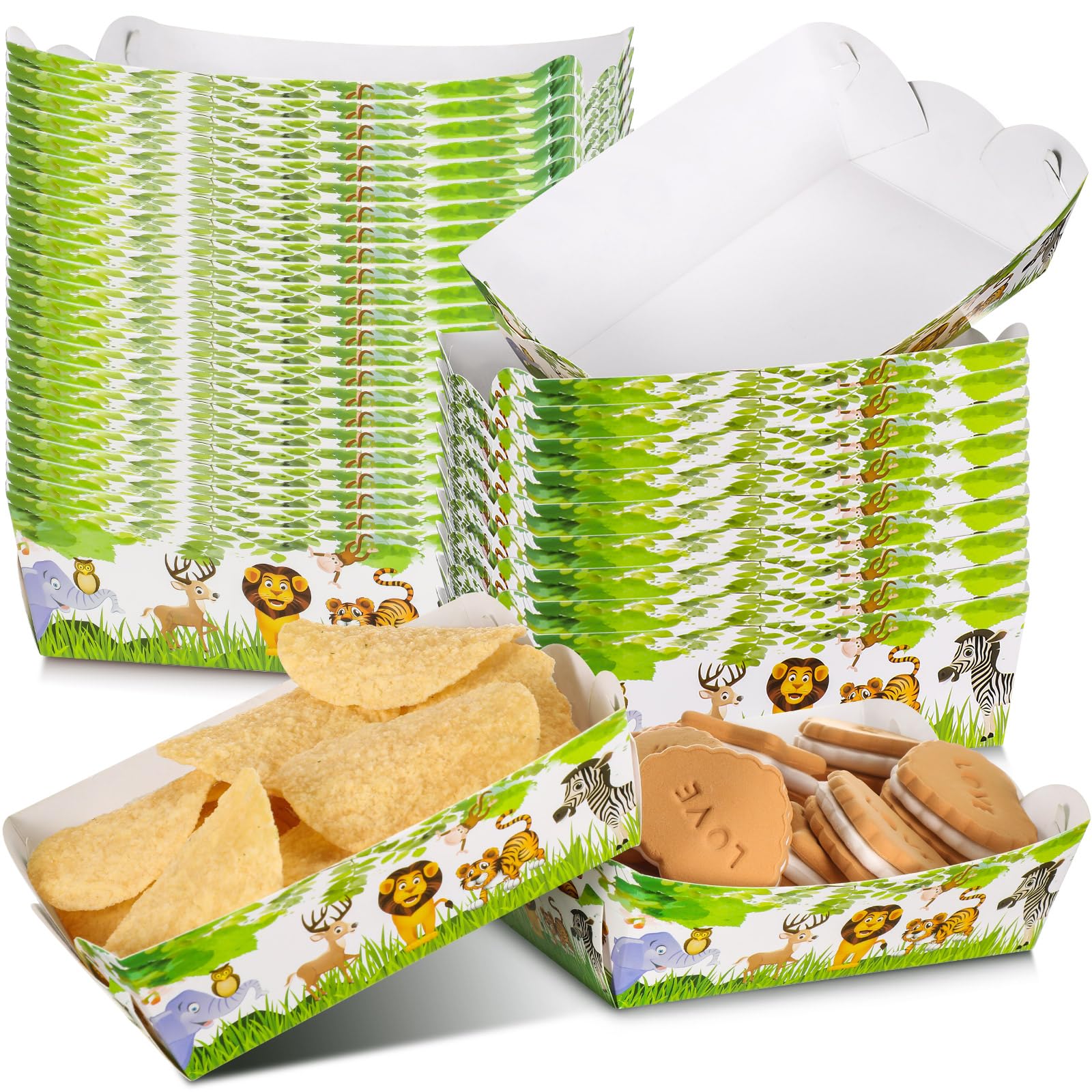 Snapklik.com : 48 Packs Jungle Animal Disposable Paper Food Serving ...