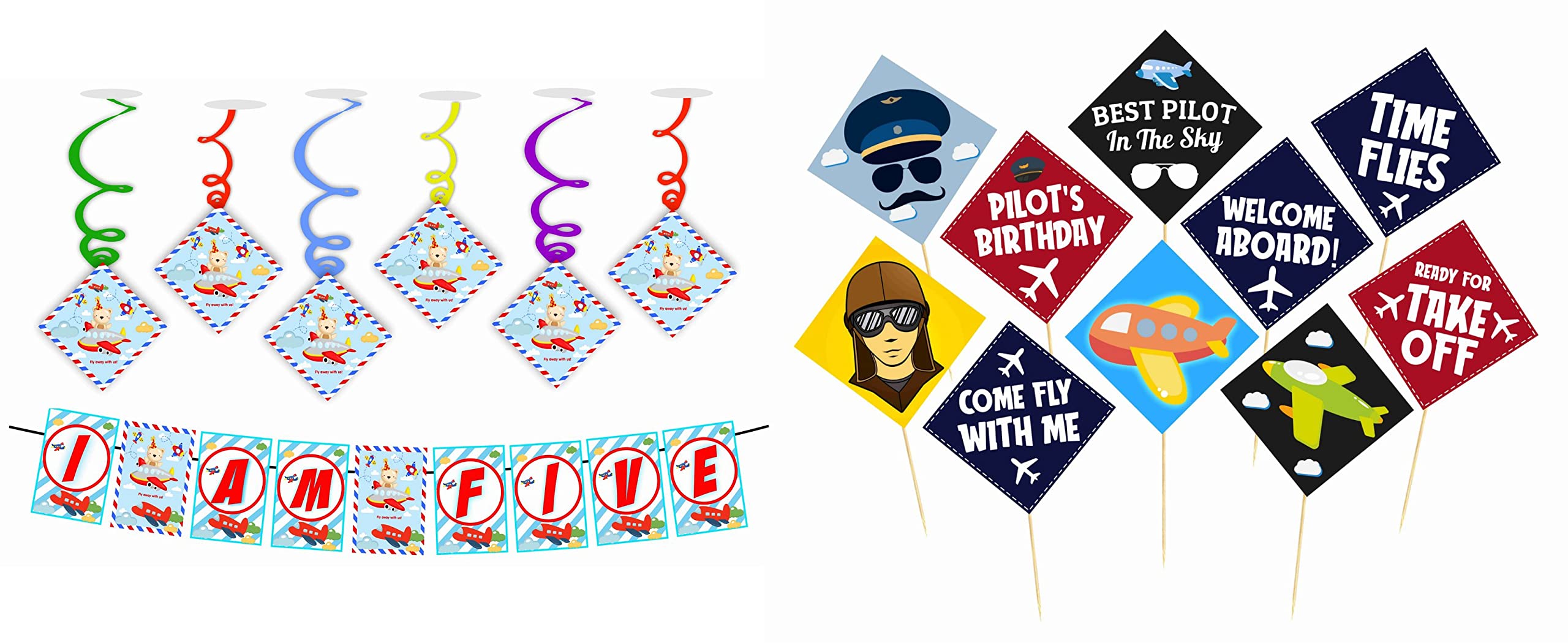 Buy Partyzon Aeroplane Theme Props Banner Swirls for Aeroplane Theme ...