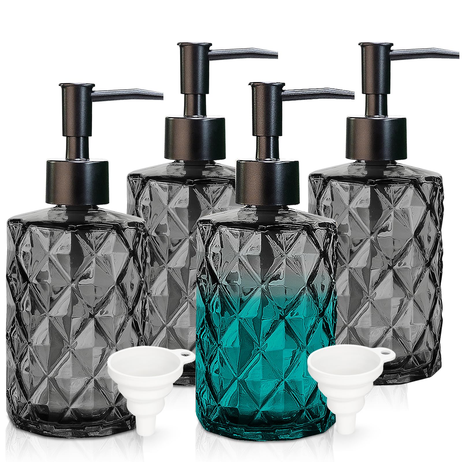 Amazon.com: Glass Soap Dispenser Set for Bathroom, 11oz. Glass Soap ...