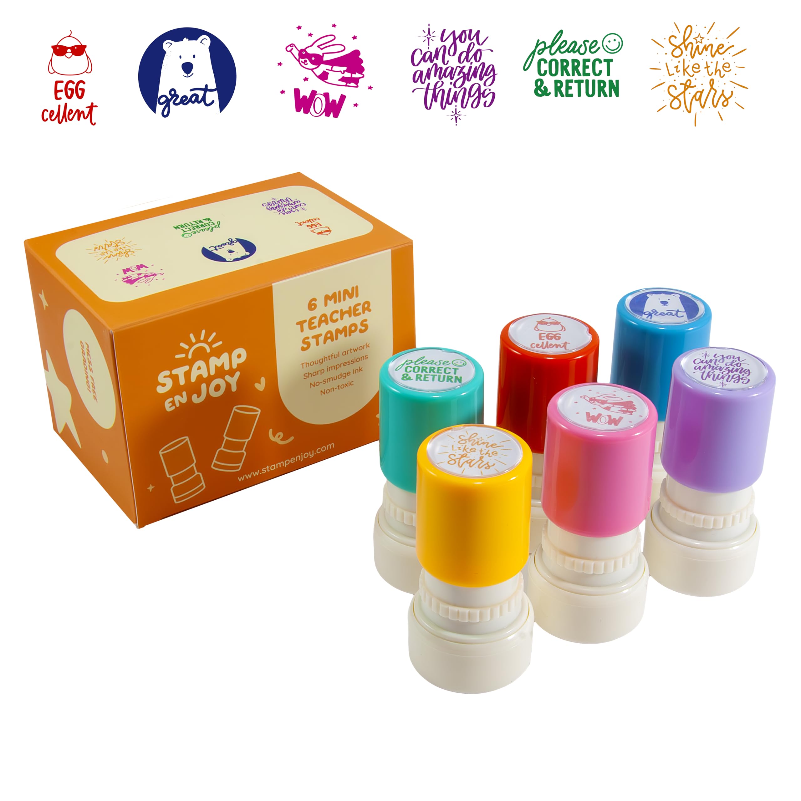 Amazon.com : Stamp Enjoy - 6 Self-Ink Flash Stamp Set, Multicolor ...