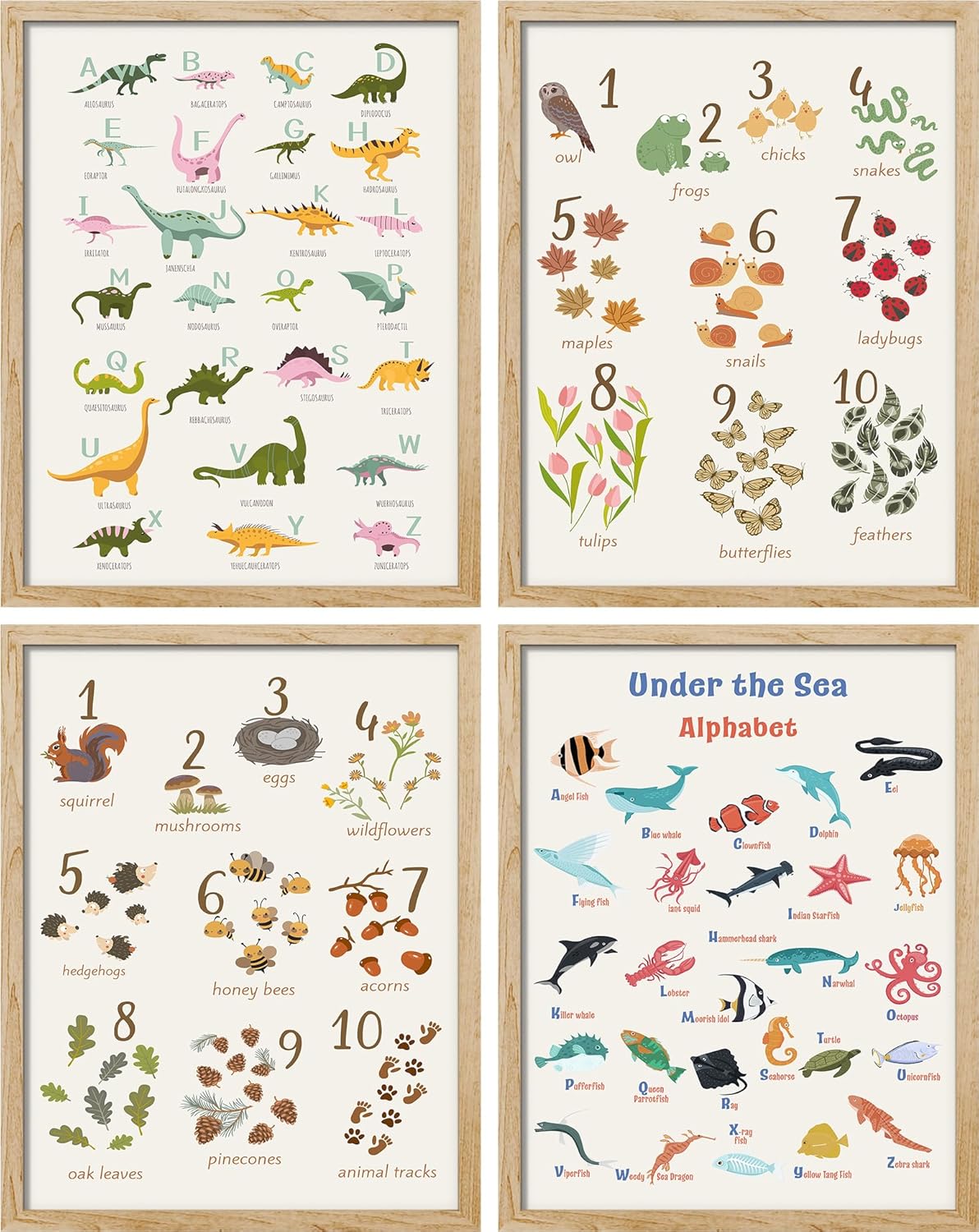 Amazon.com: SIGNWIN Framed Safari Woodland Animals Alphabet Wall Art ...