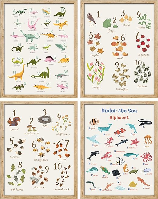 Amazon.com: SIGNWIN Framed Safari Woodland Animals Alphabet Wall Art ...