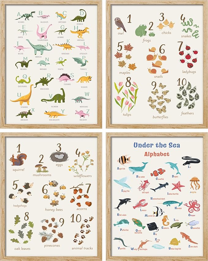 Amazon.com: SIGNWIN Framed Safari Woodland Animals Alphabet Wall Art ...