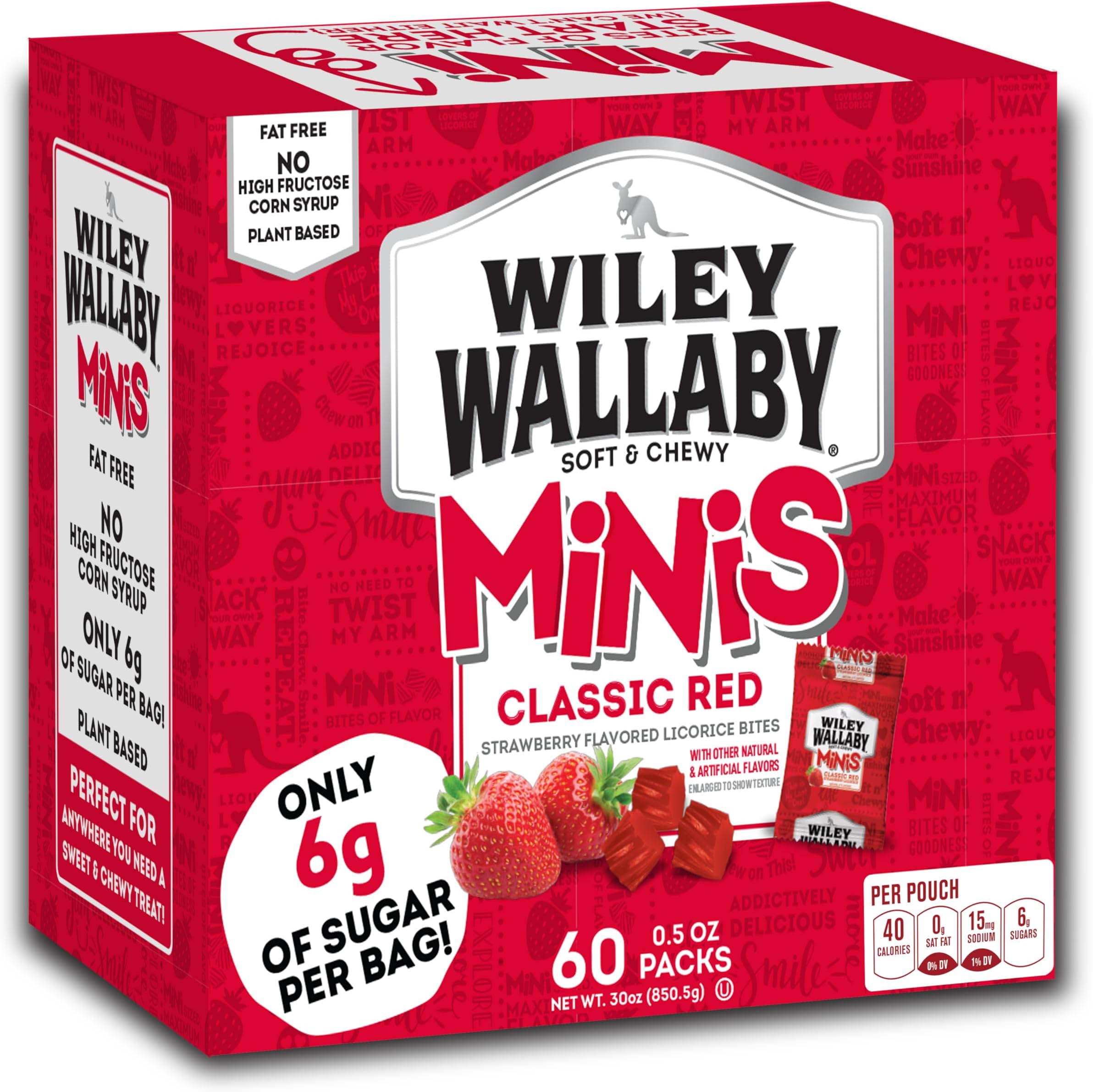 Amazon.com : Wiley Wallaby Classic Red Mini Licorice Bites 0.5 Ounce ...