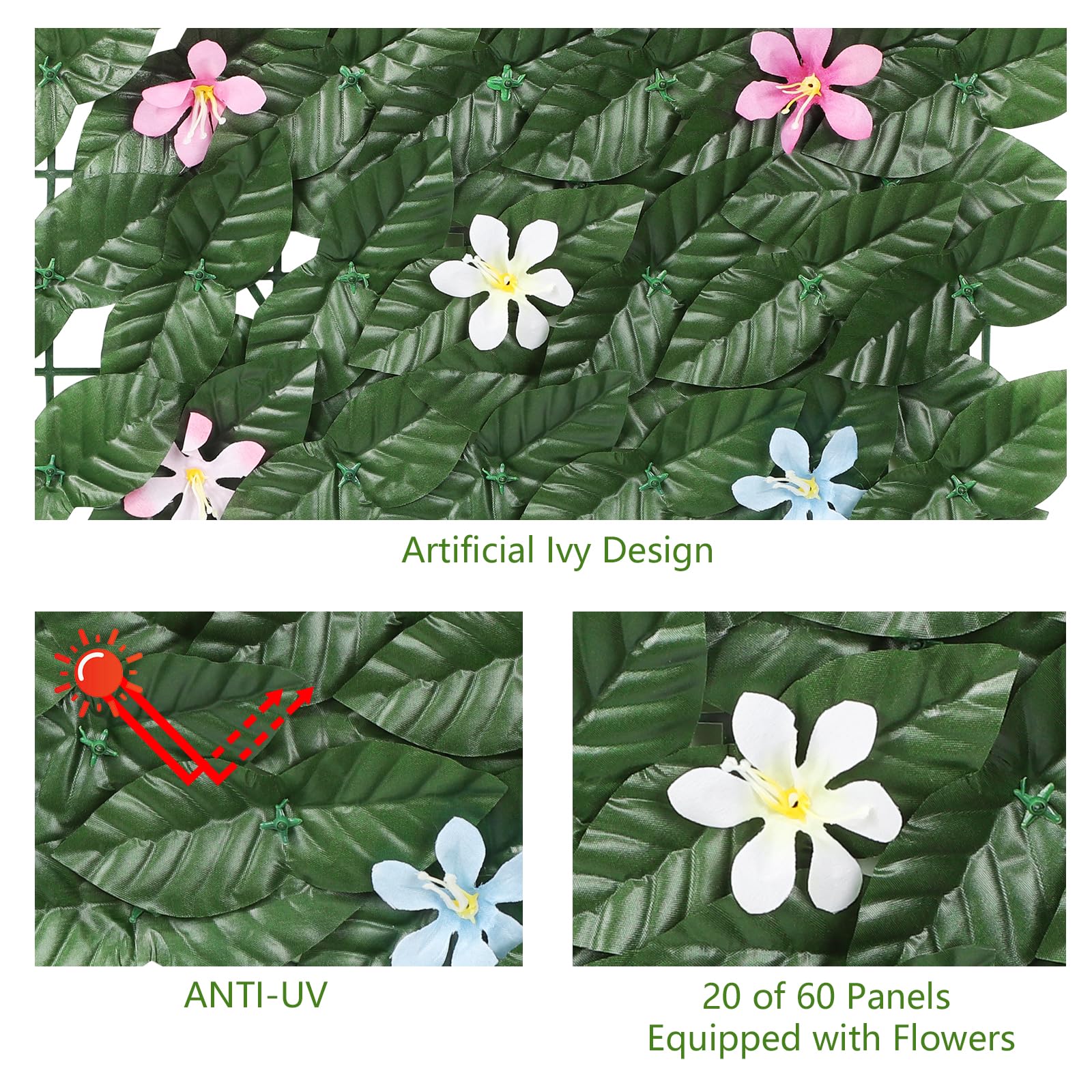Snapklik.com : OUSHENG 314x39in Ivy Privacy Fence Wall Screen Cover