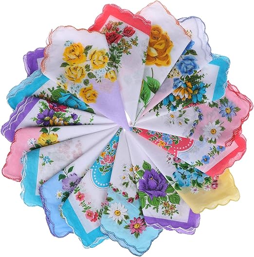 40pcs Women Floral Handkerchiefs Vintage Floral Print Cotton Ladies ...