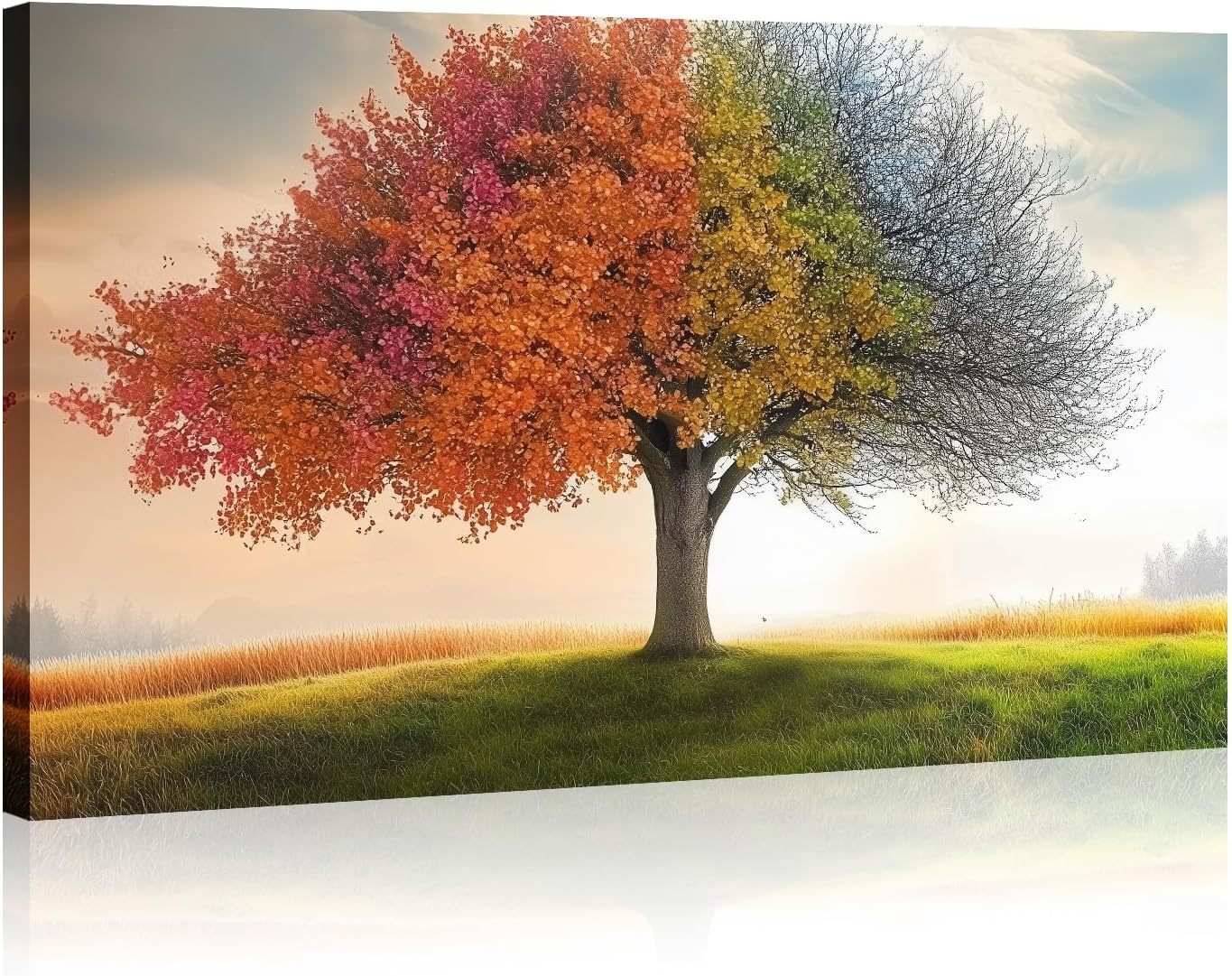 Amazon.com: Tree Canvas Wall Art Four Seasons Tree Picture Landscape ...